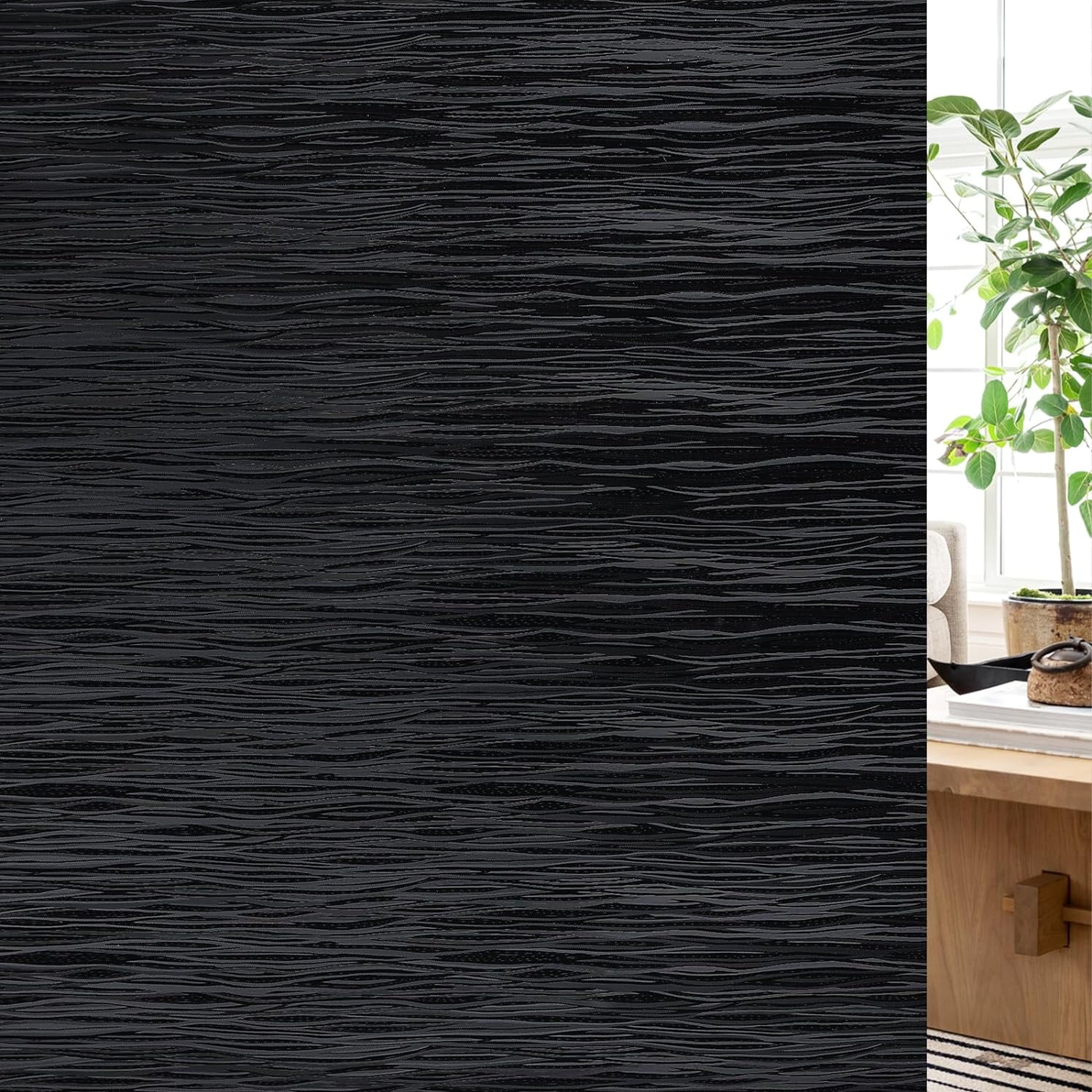 Blackout Window Film, Black Out Sun Blocking Window Cover, Static Cling ...