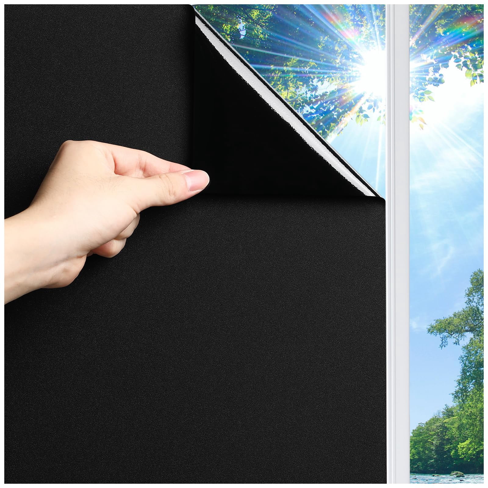 Blackout Window Film Removable Window Tint for Home Privacy Black 17.5 ...