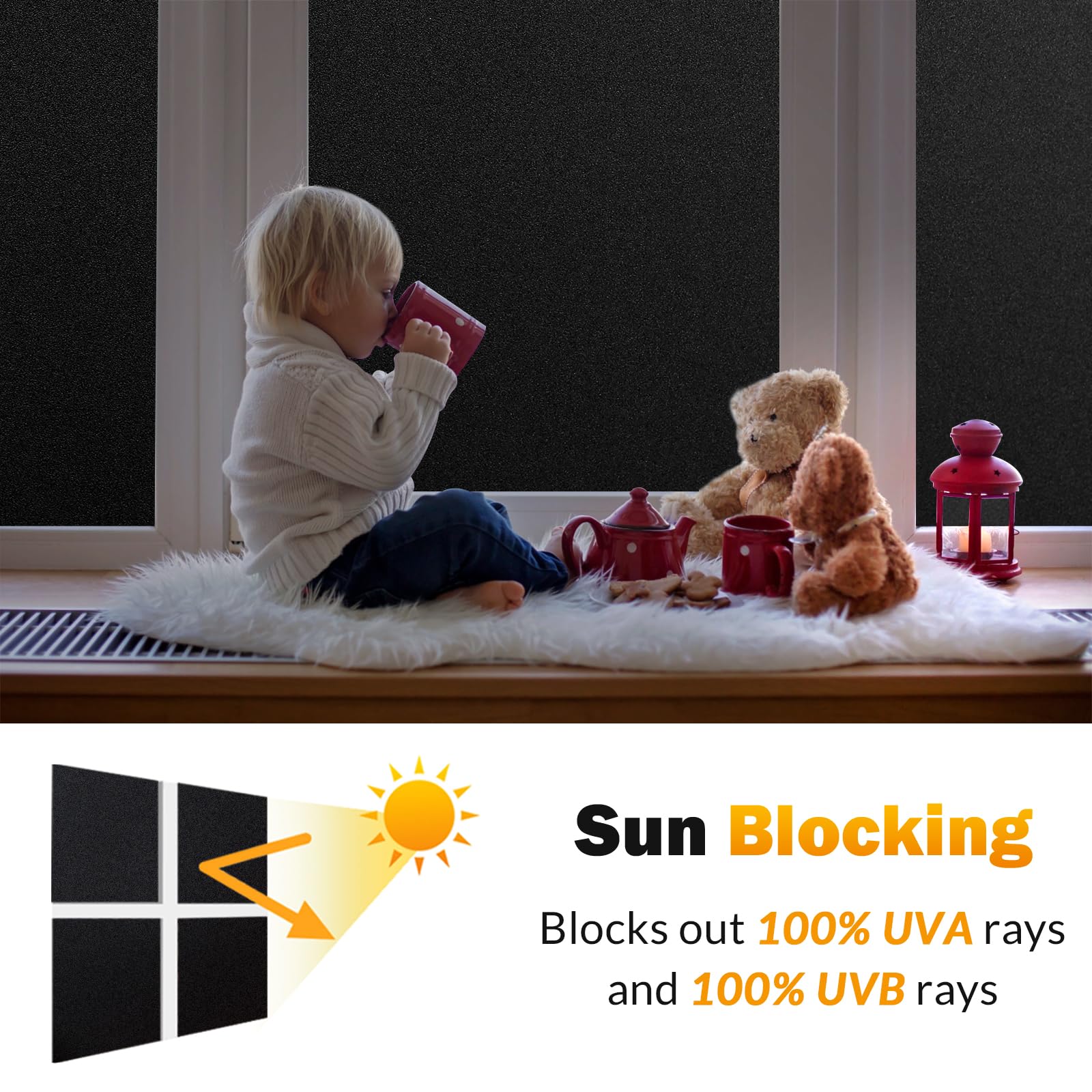 Blackout Window Privacy Film, Sun Blocking Window Privacy Cover for ...