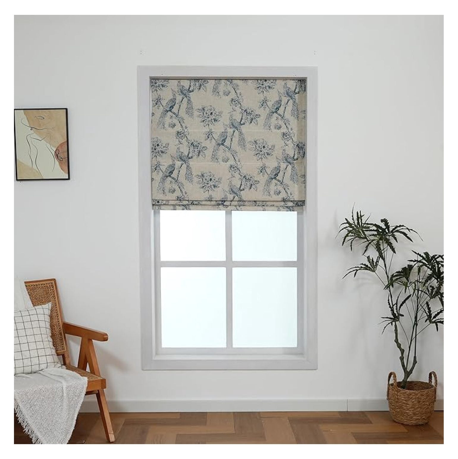 Blackout Window Shades 23x64", Peacock Print Cordless Shades for ...