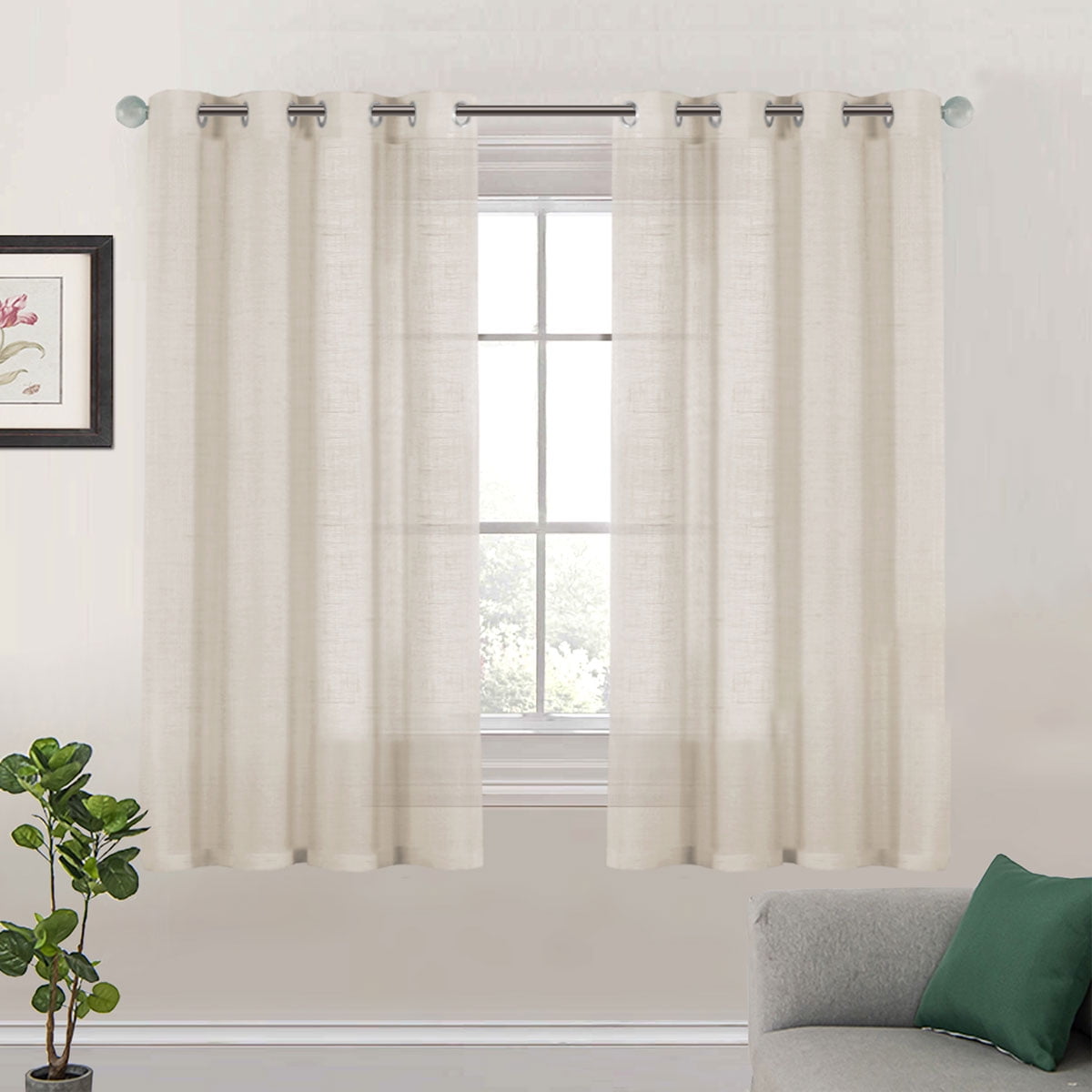 Blackout curtain, 2 panels, living room, artificial textured linen ...
