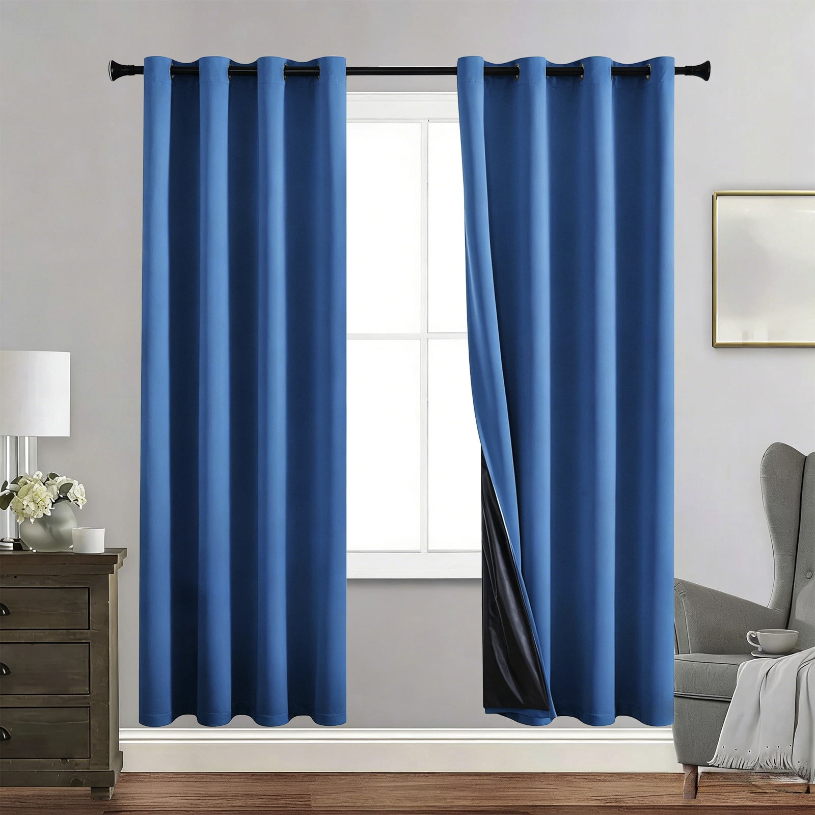 Blackouts Curtains for Living Room Privacy Noise Reduction - Ring Top ...