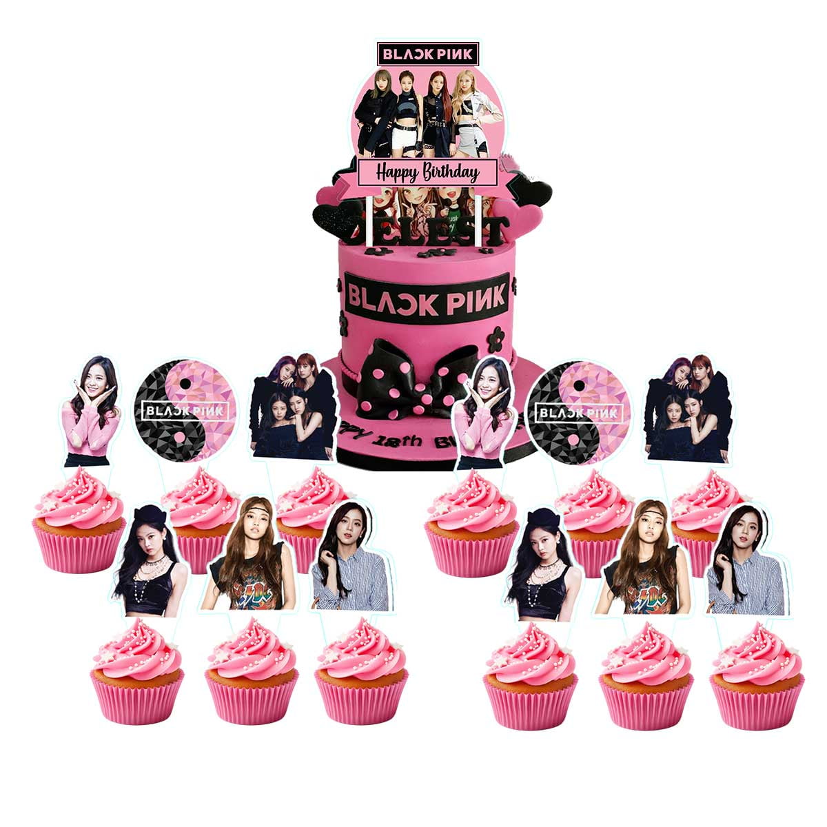 Blackpink Cake Topper CupcakeS Set Birthday Party Supplies Decoration ...