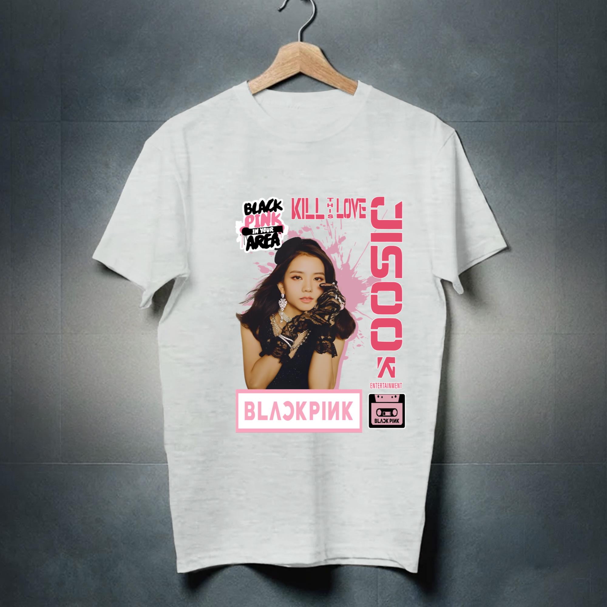 Blackpink Jisoo merch poster tee shirt - K pop Korea band album tee - Jennie, Rose, Lisa ...