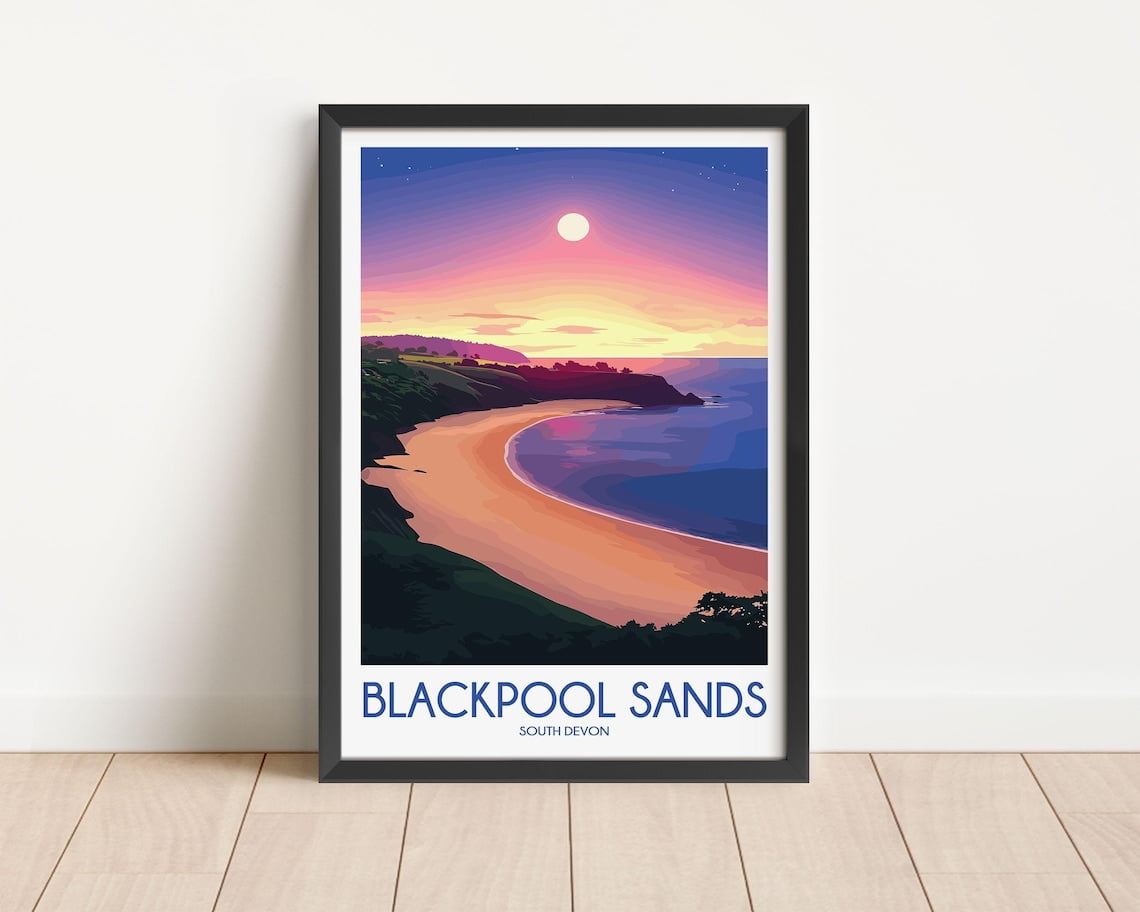 Blackpool Sands Poster South Devon Scenic Coastal Art Print, Unframed ...