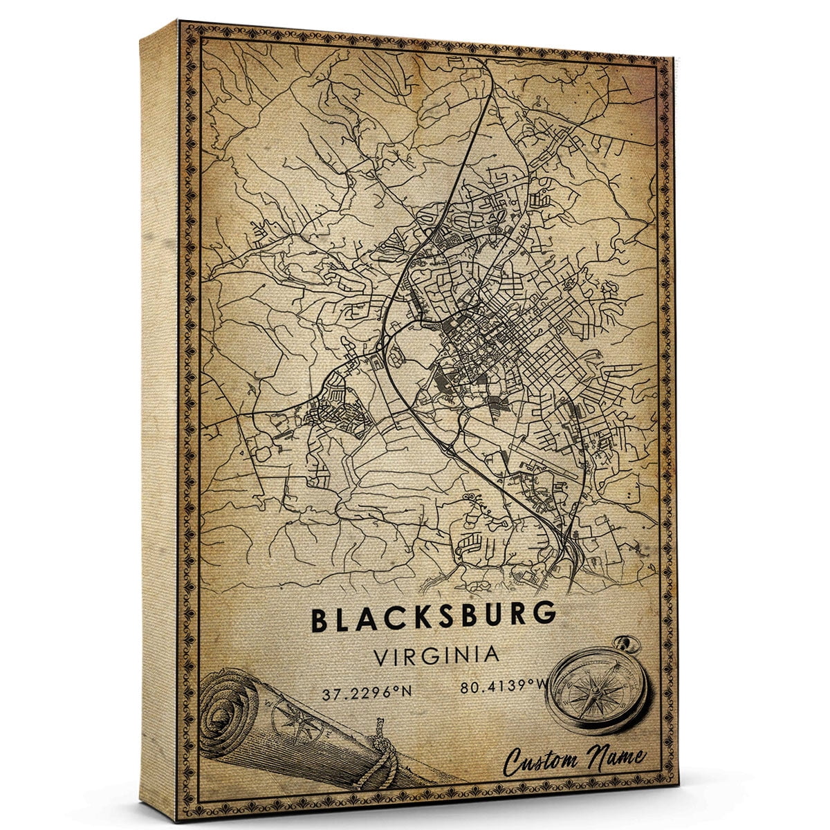 Blacksburg Map Poster, Virginia Map Art Poster, Canvas, Blacksburg Map ...