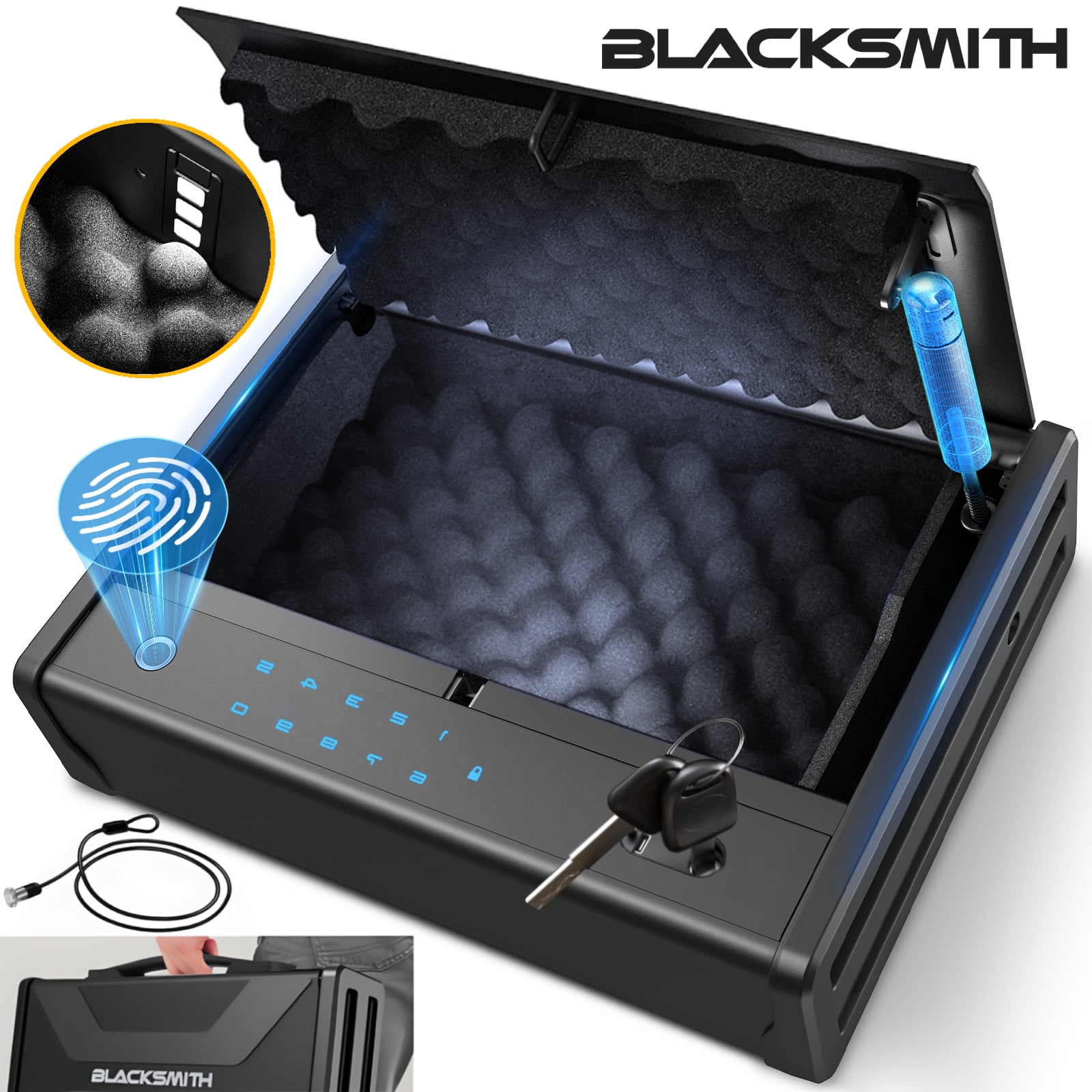Blacksmith Biometric Pistol Safe, Quick Access Handgun Lock Box for ...