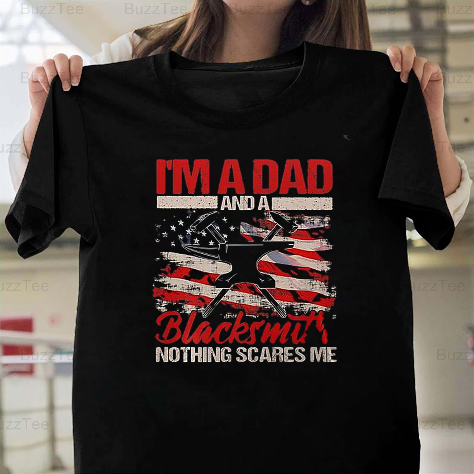 Blacksmith Dad American Flag Father's Day Blacksmithing Job Art T-Shirt ...