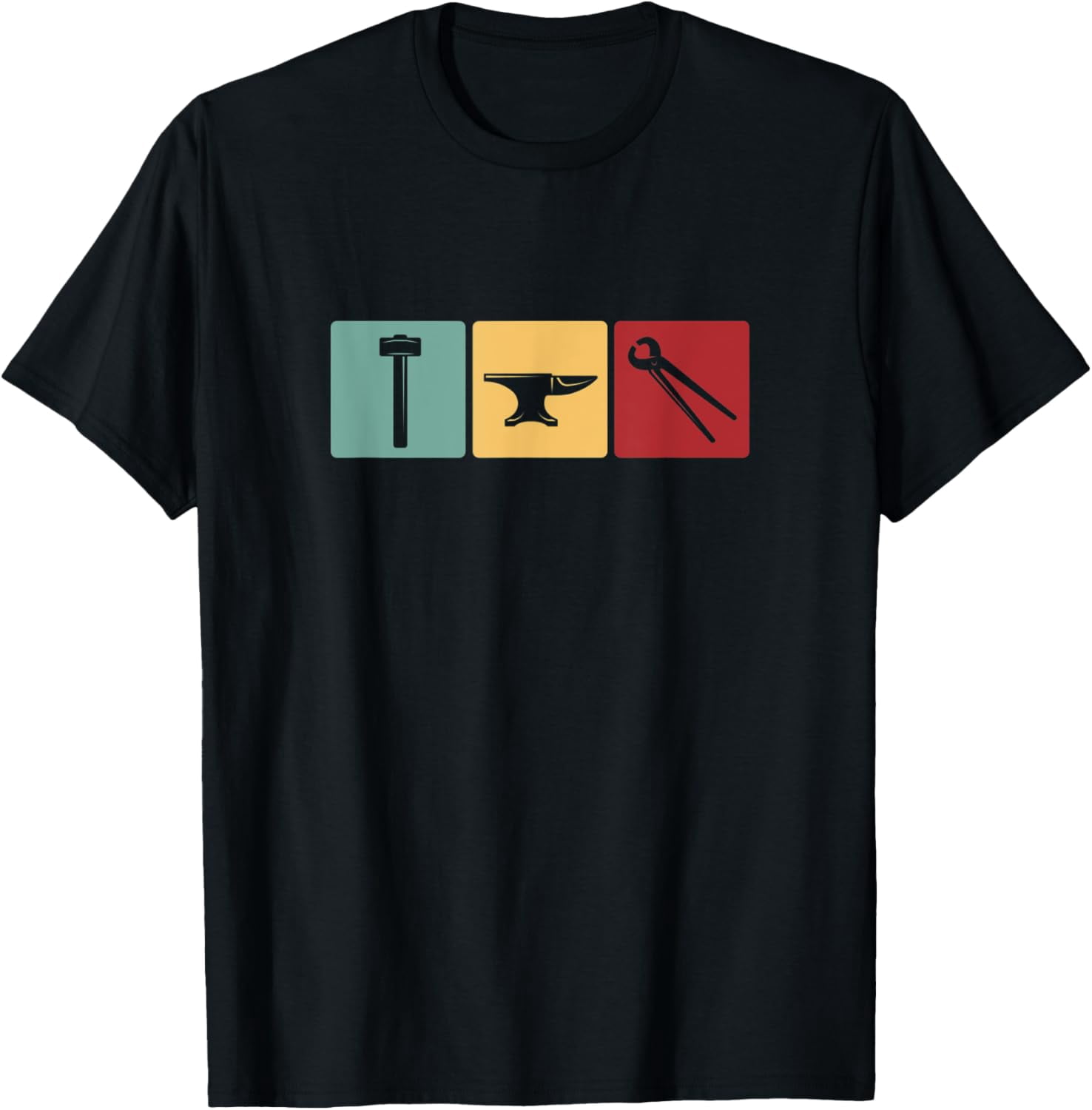 Blacksmith Hammer Anvil Tong Forging Blacksmithing Retro T-Shirt ...