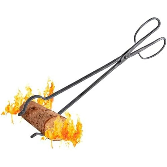 Blacksmith Handcrafted Iron Fireplace Tongs, 18 inches, Big siz Handle， Sturdy Blacksmith Design ...
