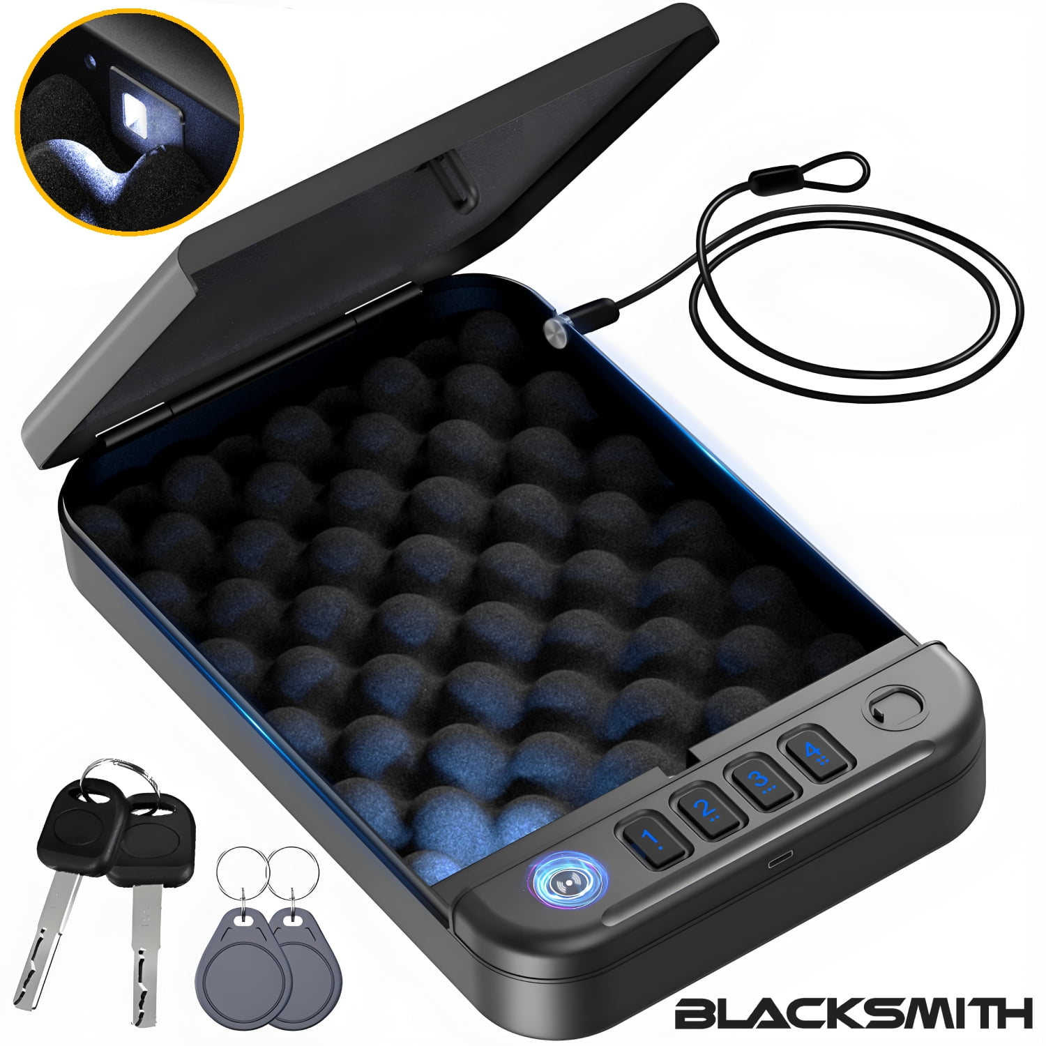 Blacksmith Portable Bedside Gun Safe with Keypad Combination for Quick ...