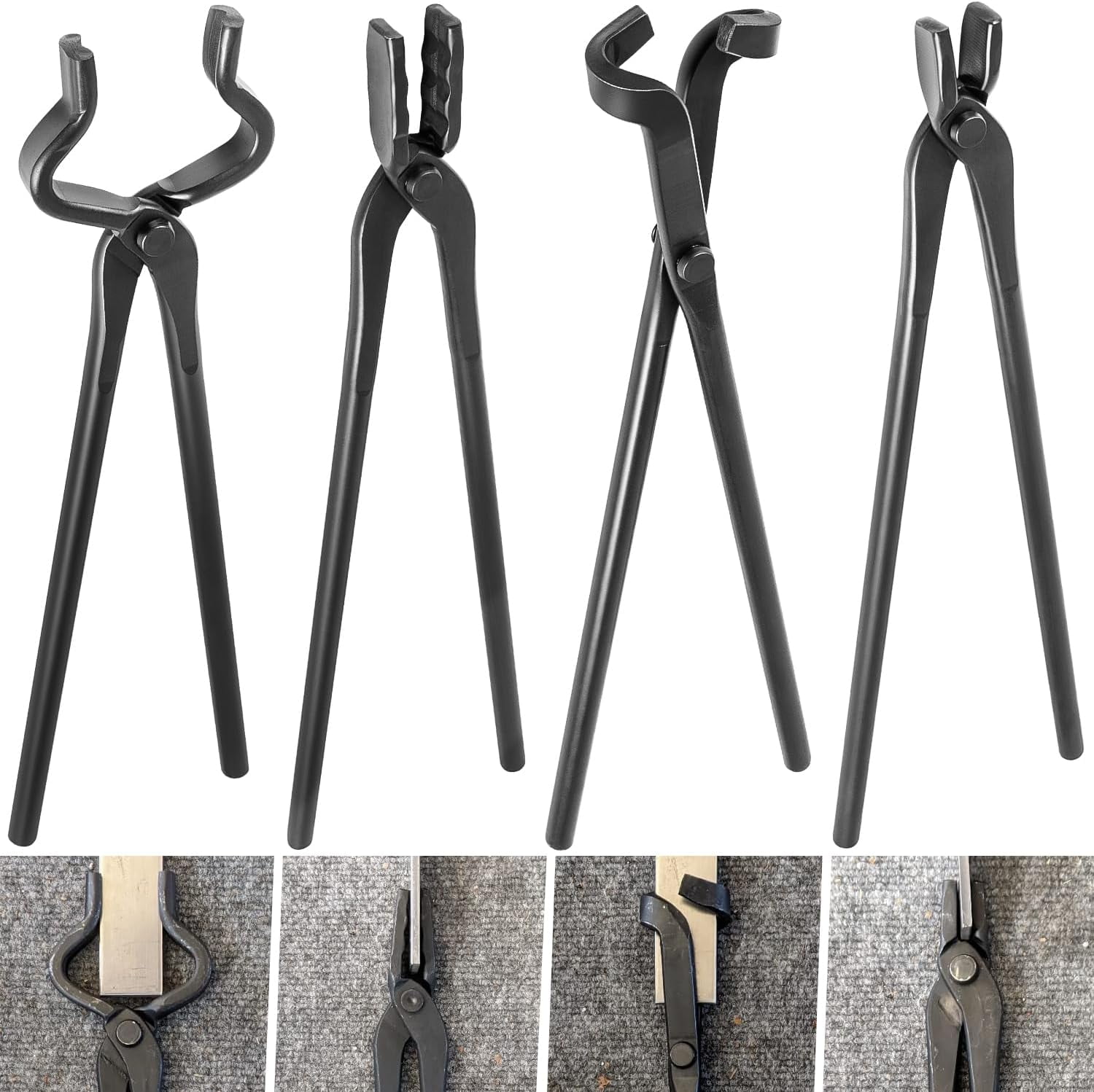 Blacksmith Tongs Set for Forging and Knife Making with Fire Tongs ...