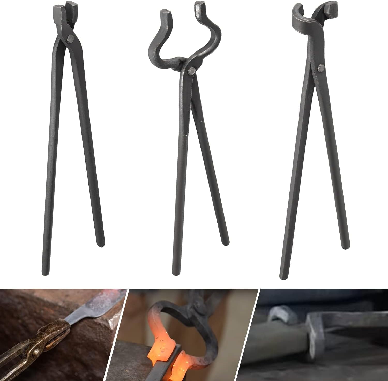 Blacksmith Tools Tongs Set Includes Flat Tongs, Bolt Tongs, Blade Tongs ...