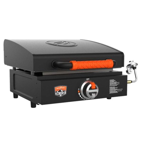 "Blackstone Portable 17"" Tabletop Grill with Orange Handle Hood ...