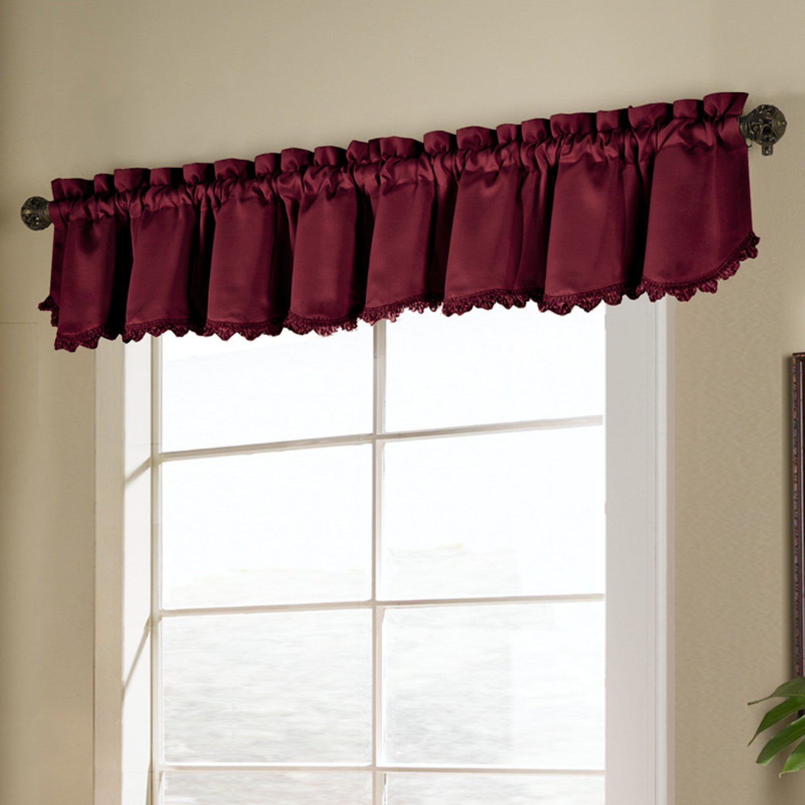 Blackstone 54" X 18" Window Curtain Loop Fringe Valance Brick - Walmart.com
