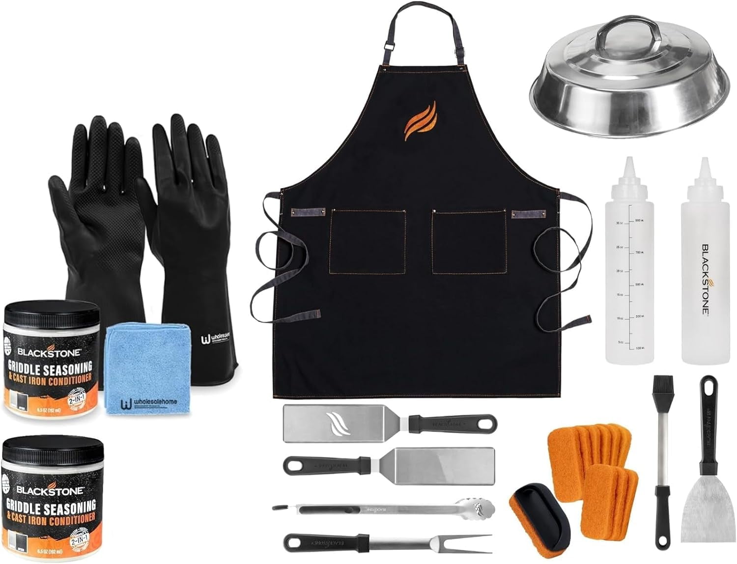 Blackstone Griddle Grill Accessories Kit, 2 Griddle Cast Iron Seasoning ...