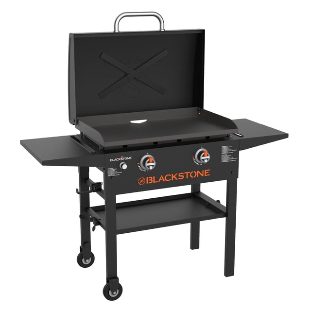 "Blackstone 2-Burner 28"" Propane Griddle with Flat Hood and Side ...