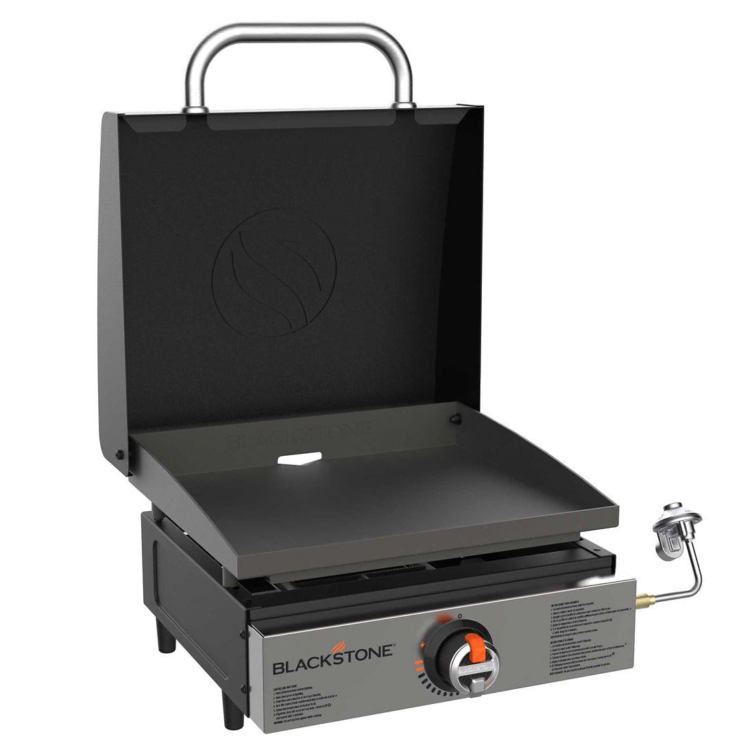Blackstone 17 in. Propane Gas Countertop Flat Griddle with Hood ...