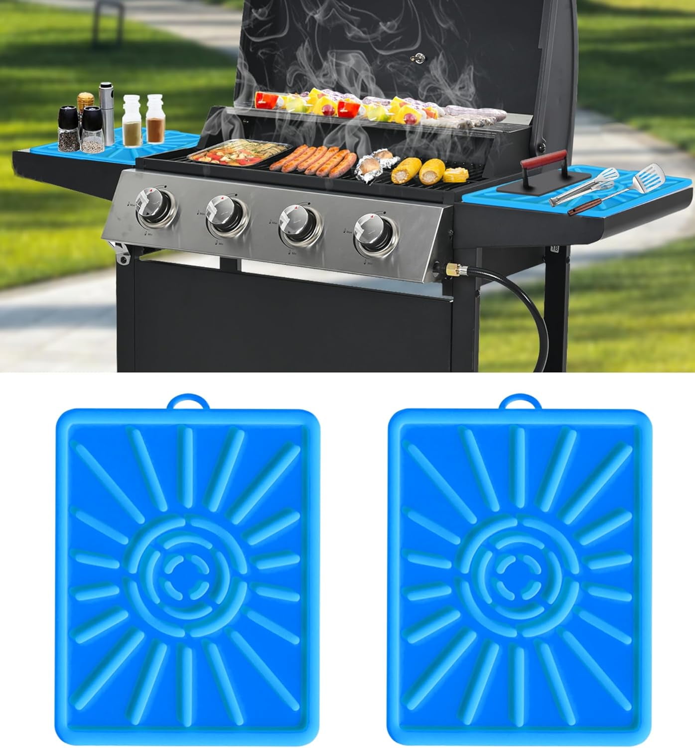 Blackstone Silicone Griddle Mat - 2 Pack Blue, Side Shelf & Countertop ...