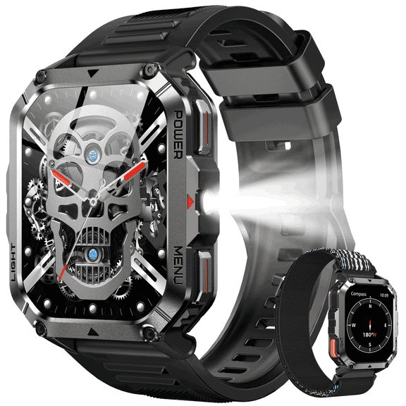 QTLLBT Military Smartwatch, Answer Make Calls LED Flashlight Barometer ...