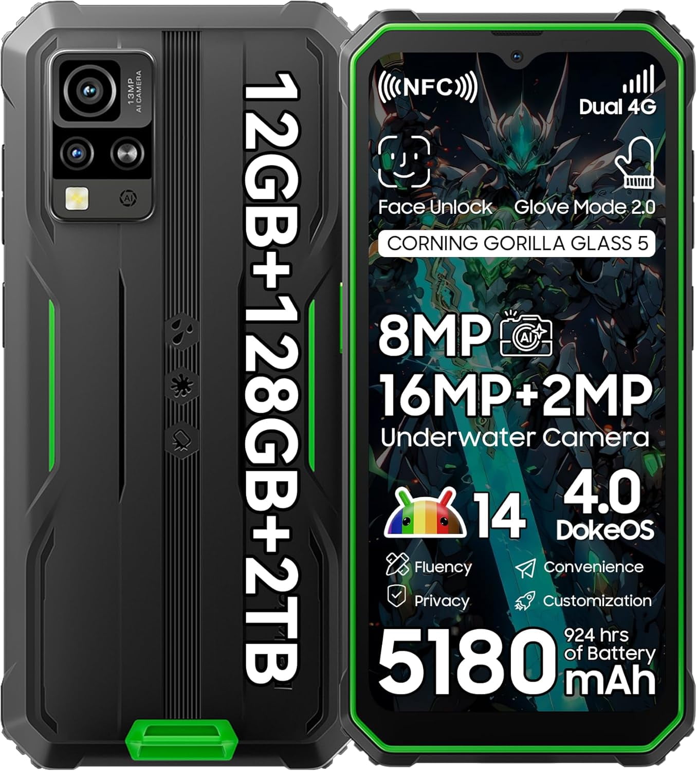 "Blackview BV4800 6.5"" HD+ Rugged Phone, 2GB+32GB, Unlocked, Dual SIM ...