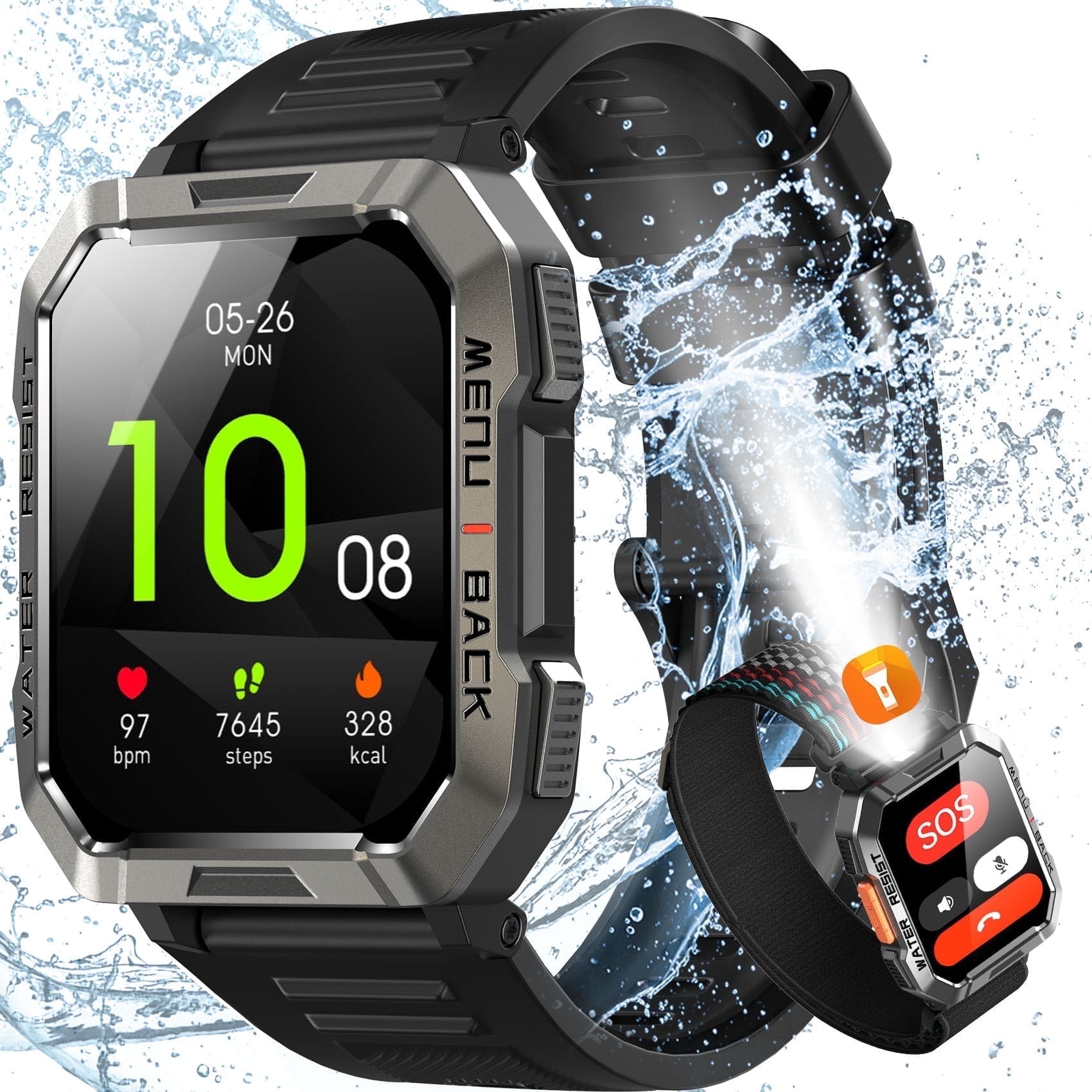 Blackview W60 Bluetooth 2.01 inch Silver Metal Case with Black Silicone ...