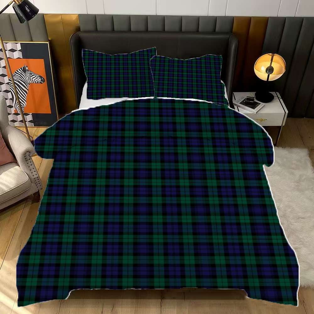 Blackwatch Tartan Modern Cute Blue And Green Plaid Comforter Set Queen ...