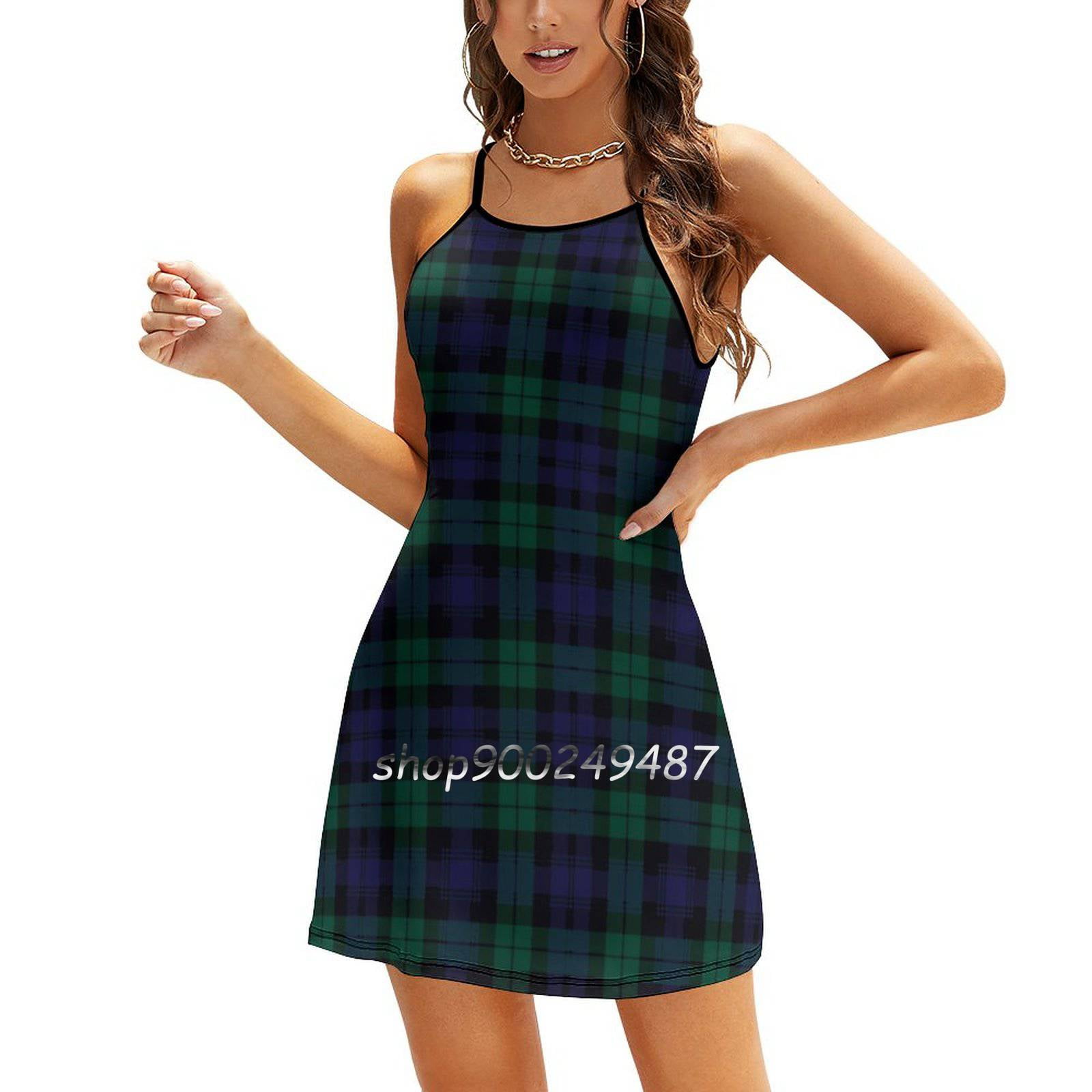 Blackwatch Tartan | Modern | Cute Blue And Green Plaid Square Neck ...