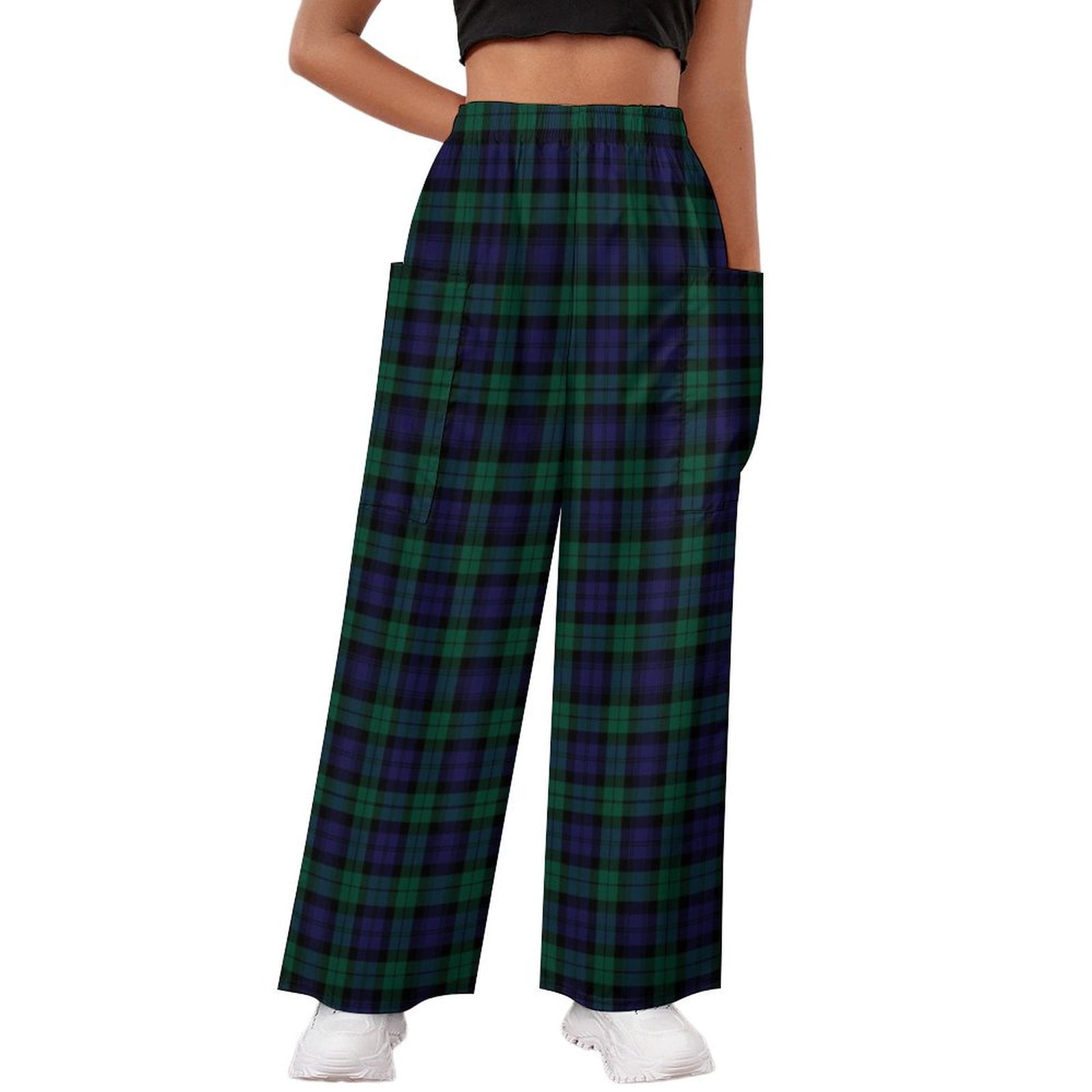 Blackwatch Tartan Modern Cute Blue And Green Plaid Straight Leg ...
