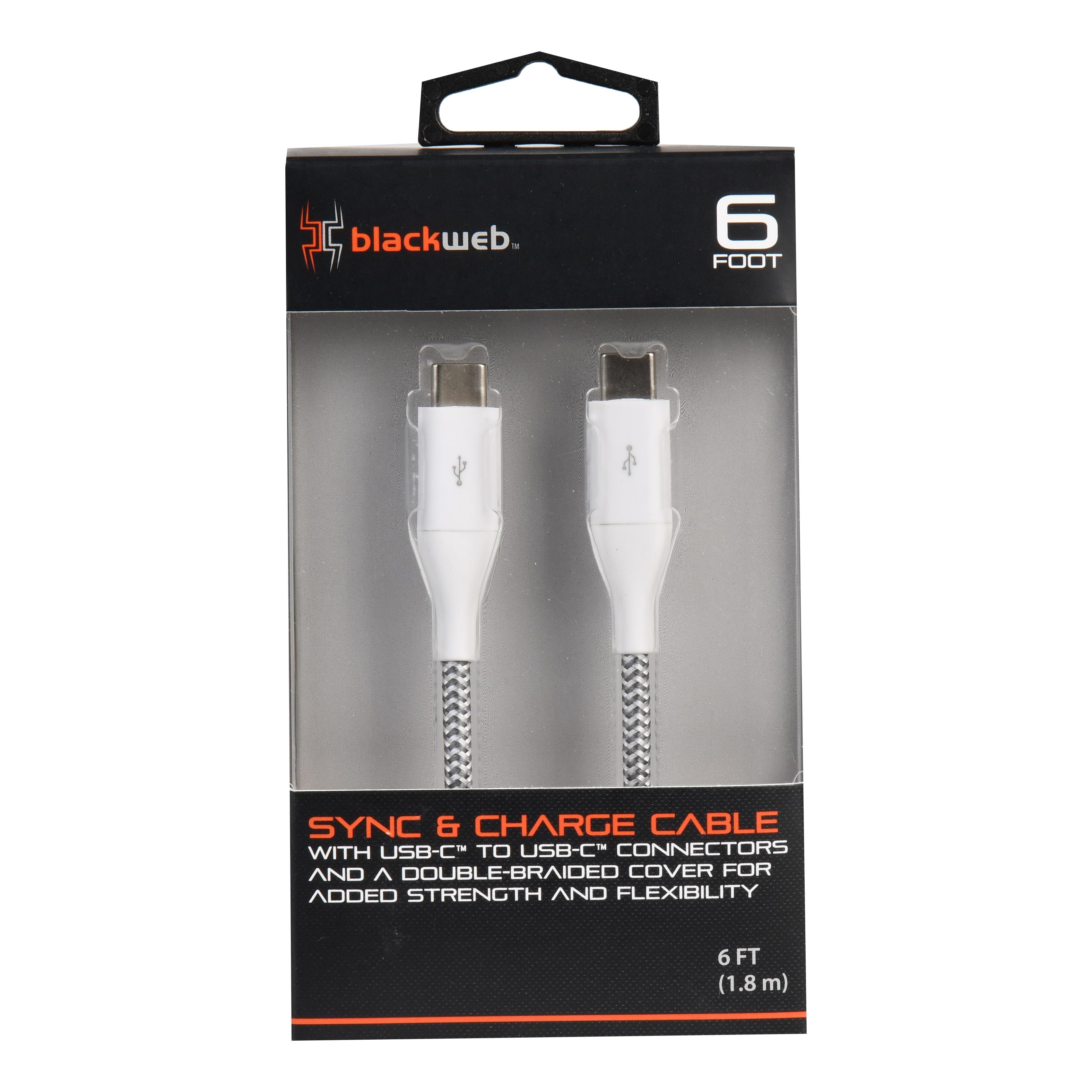Blackweb 6' Braided Nylon USB-C to USB-C Cable - Walmart Business Supplies