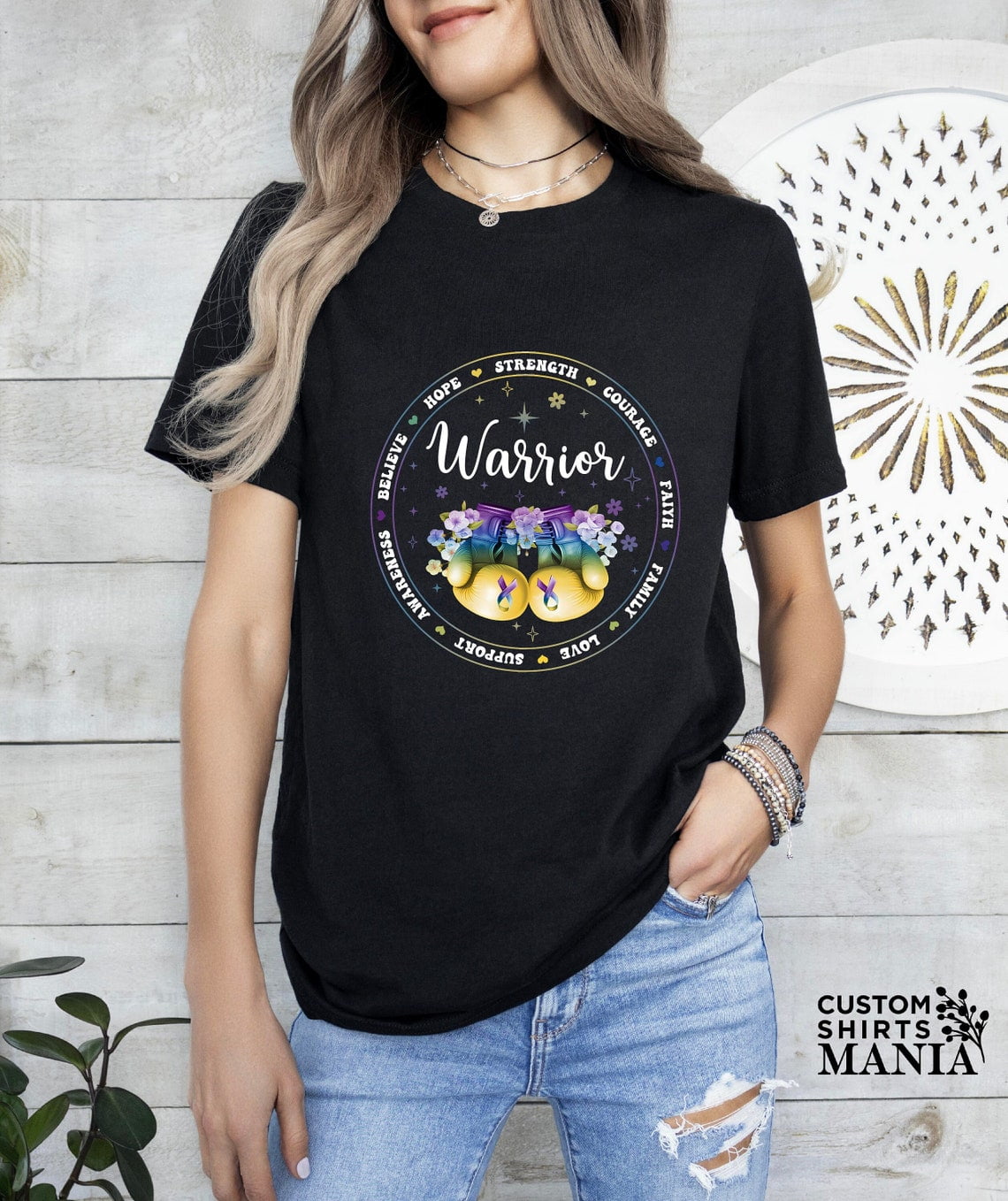 Bladder Cancer Awareness Shirt With Purple Ribbon and Boxing Gloves ...