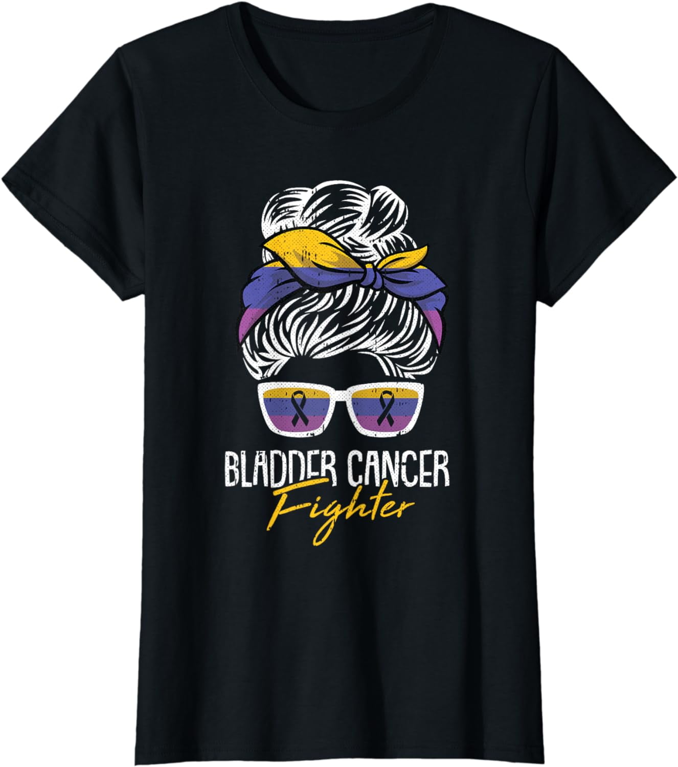 Bladder Cancer Fighter Awareness Ribbon Survivor Warrior T-Shirt ...