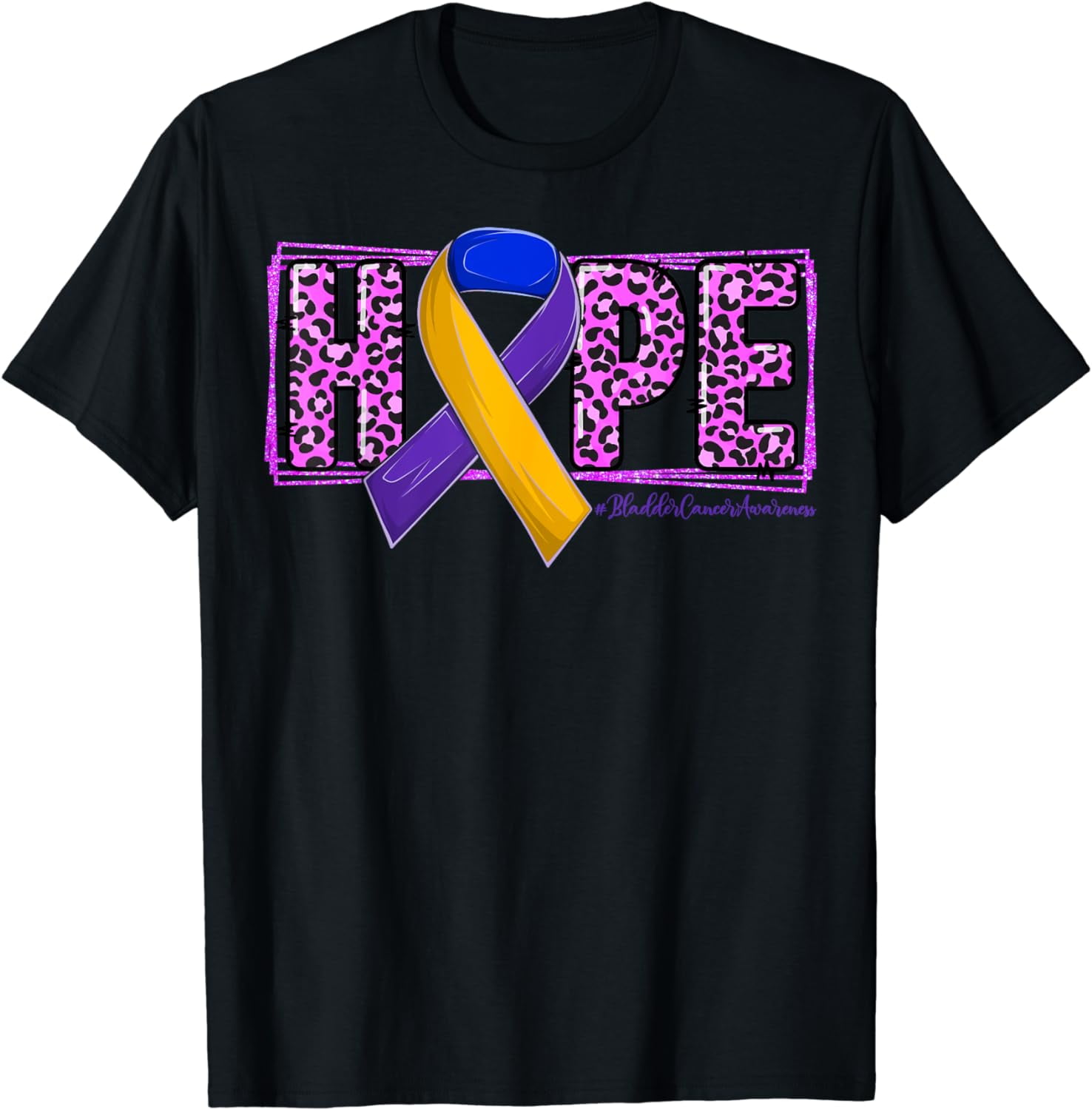 Bladder Cancer Hope Ribbon Leopard Bladder Cancer Awareness T-Shirt ...