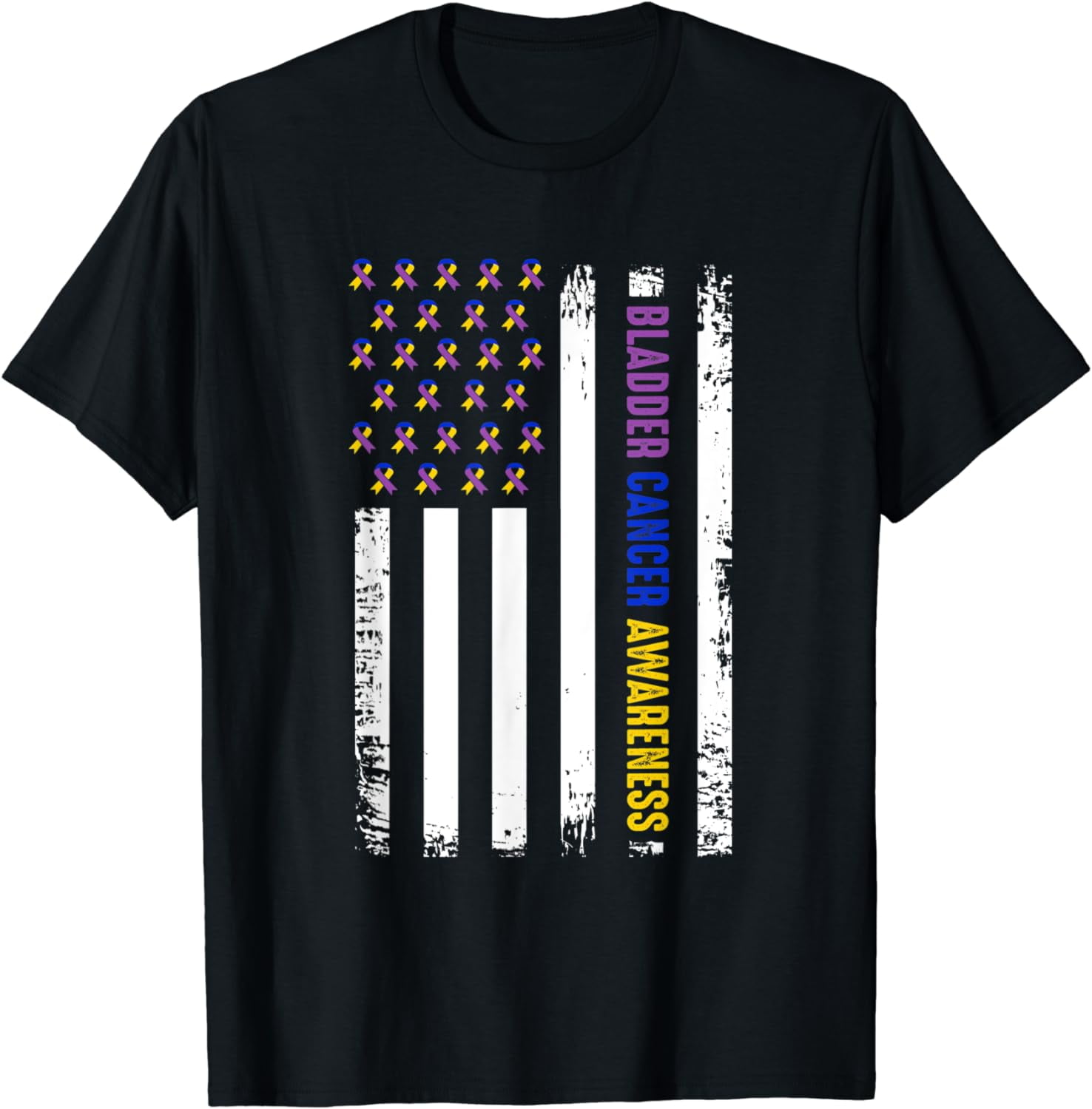 Bladder Cancer Survivor US Flags Warrior Fight DA1 T-Shirt - Walmart.com