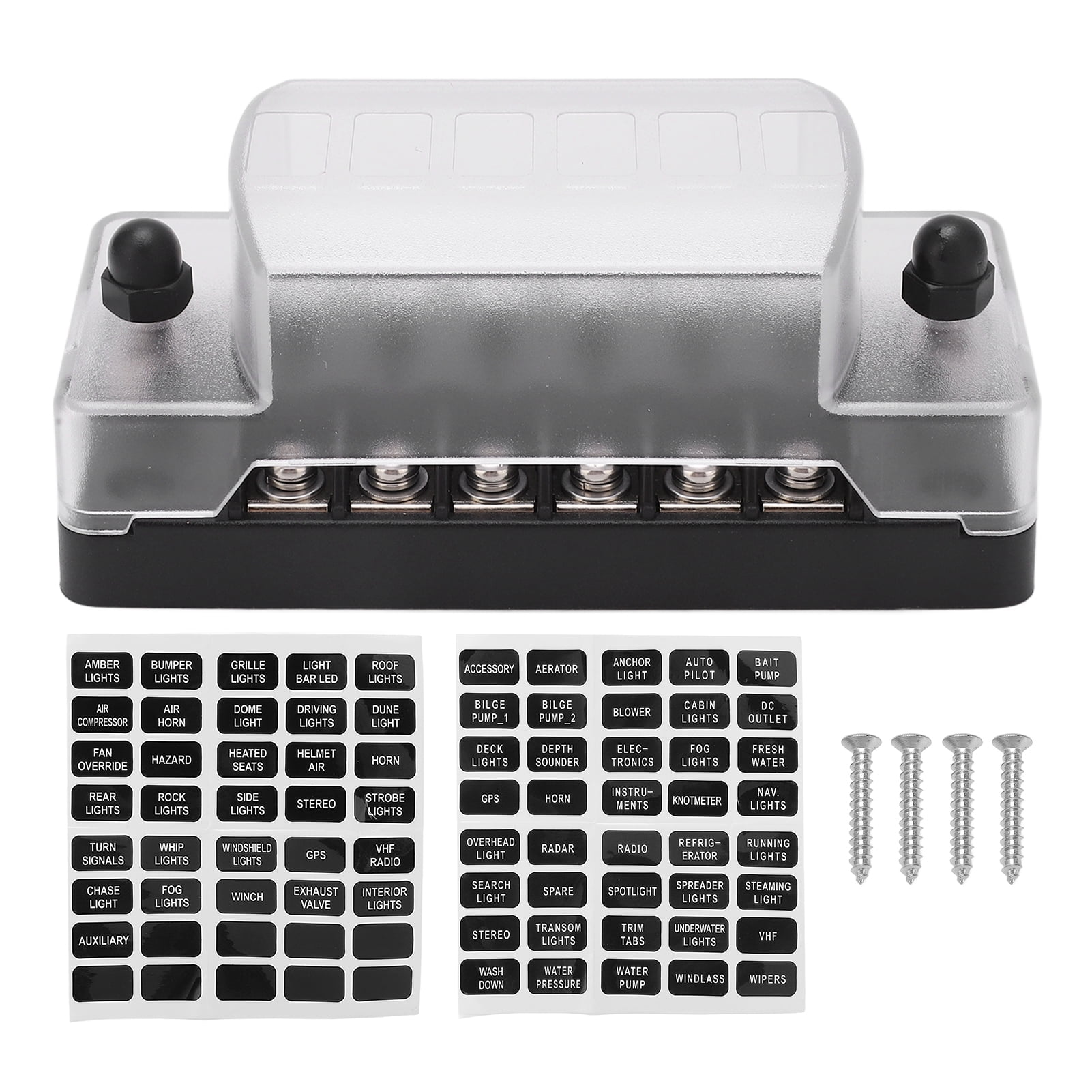 Blade Fuse Block 6 Way Waterproof Protective Transparent Cover PC Fuse ...