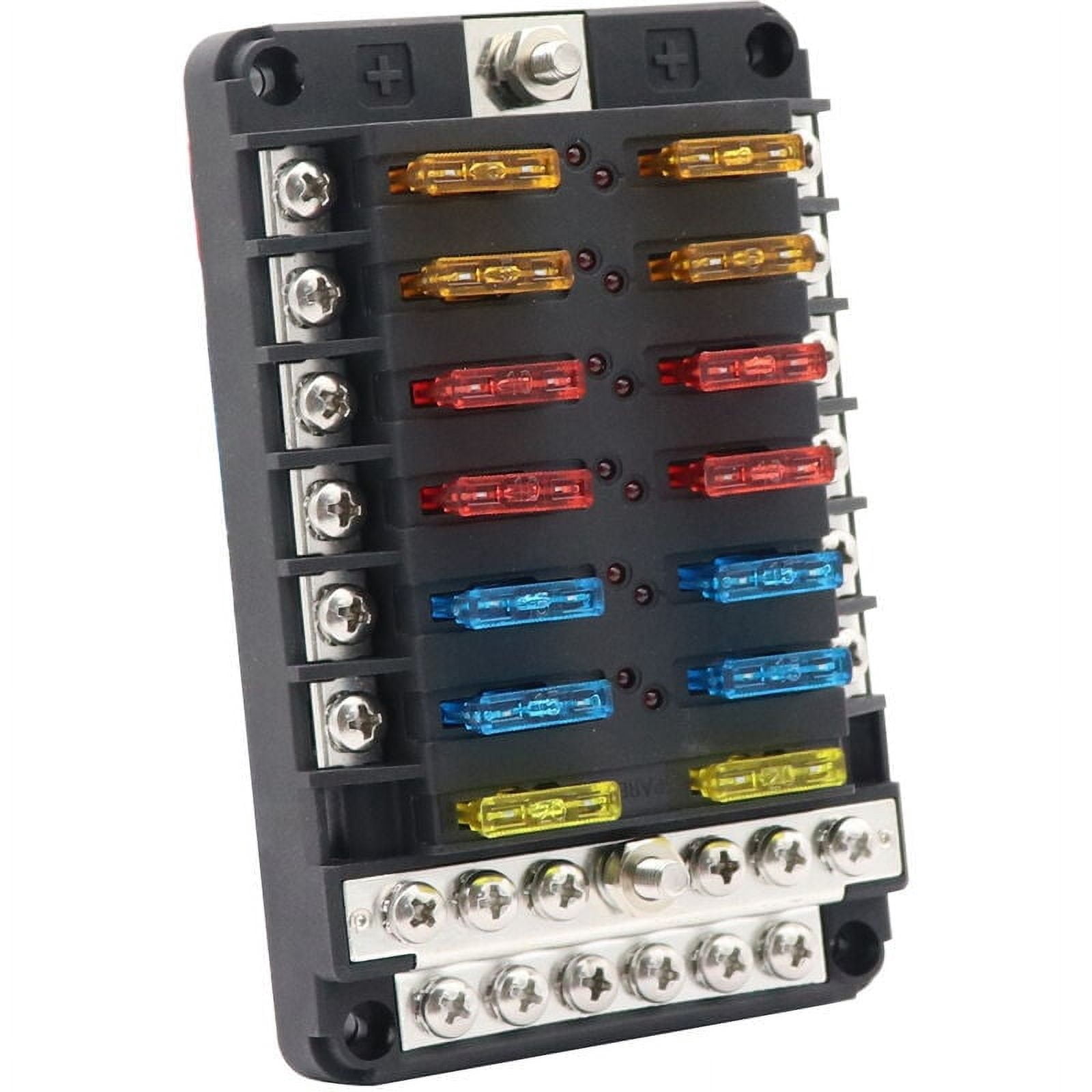 Blade Fuse Blocks, Car Fuse Holder, 12 Way Car Fuse Box With Negative ...
