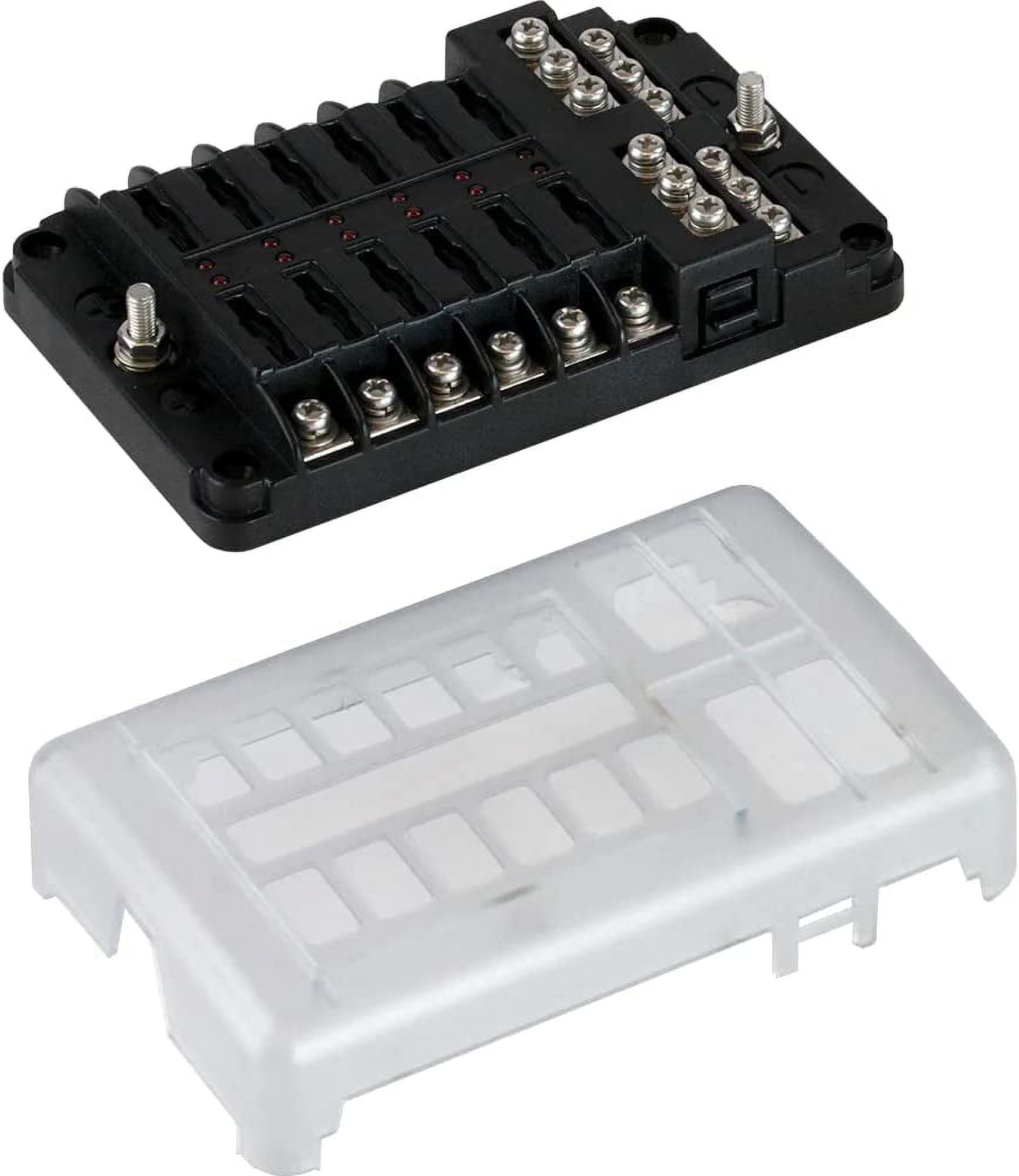 Blade LED Indicator Fuse Block w/Negative Bus Bar - 12 Circuit ...