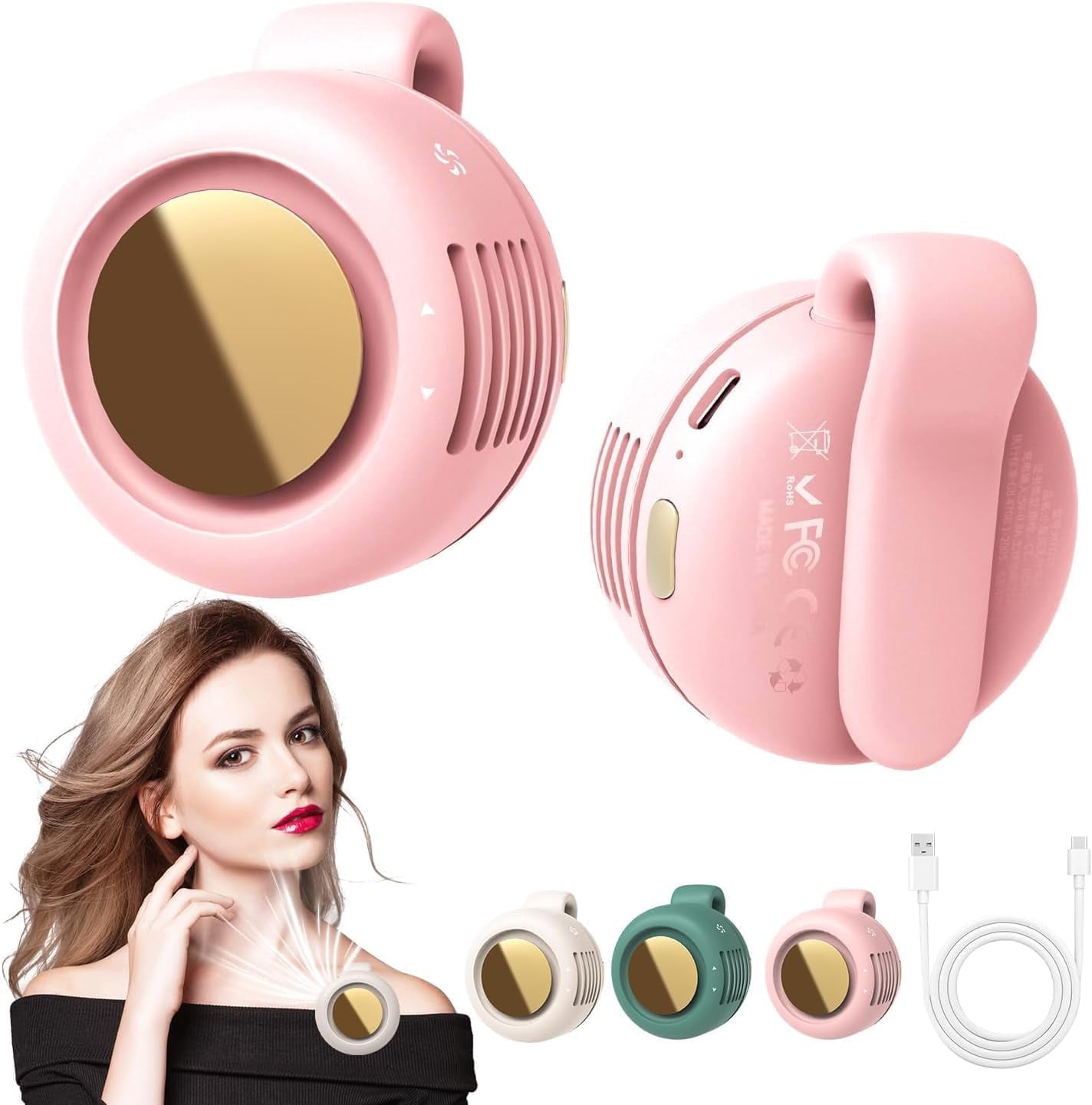 Bladeless Clip On Fan, USB C Rechargeable Mini Personal Fan, 360 ...