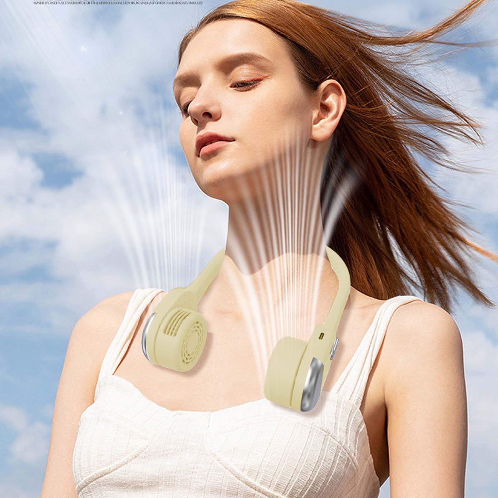 Bladeless Neck Fan Personal Wearable Fan 3 Speed USB Rechargeable Hands ...