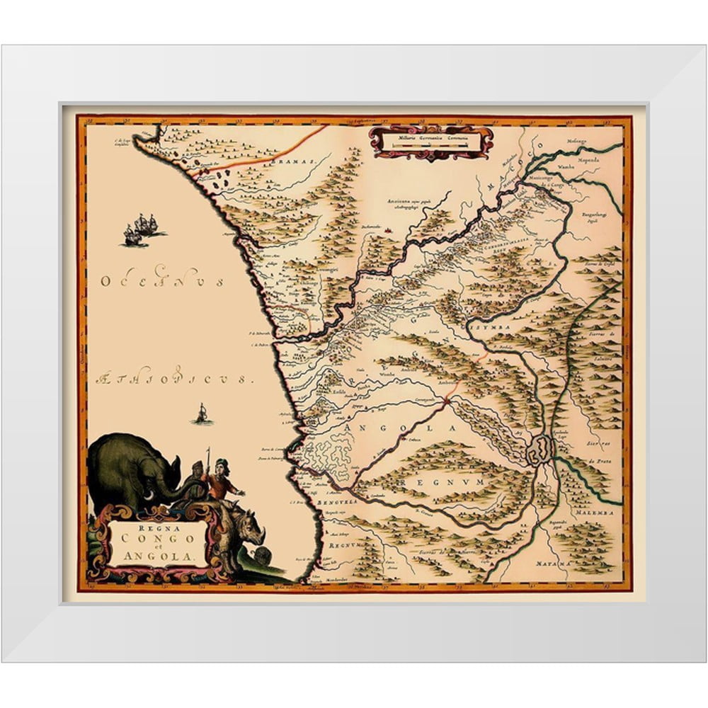 Blaeu 13x12 White Modern Wood Framed Museum Art Print Titled - Congo ...