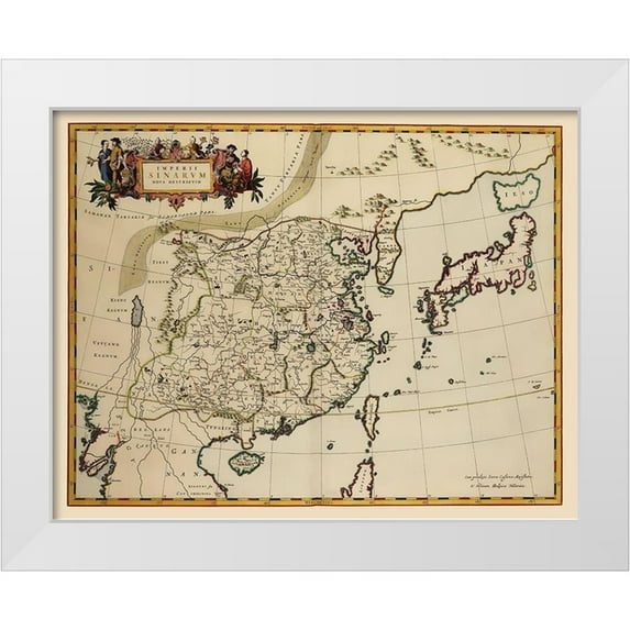 Blaeu 14x12 White Modern Wood Framed Museum Art Print Titled - Asia ...