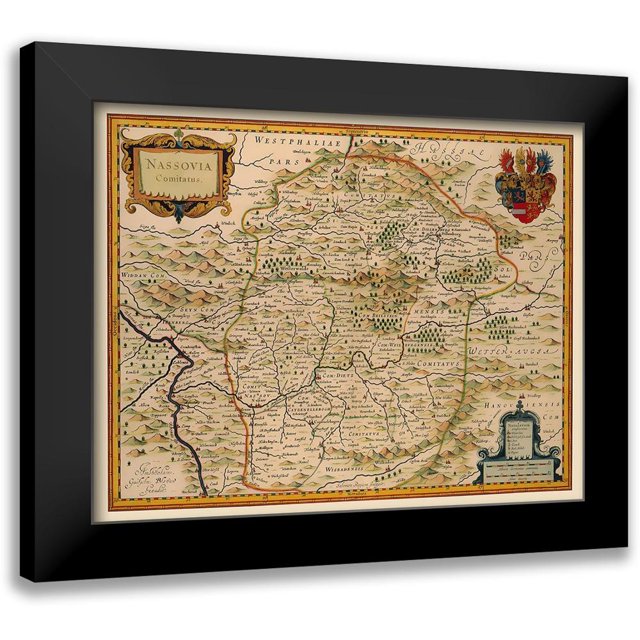 Blaeu 18x15 Black Modern Framed Museum Art Print Titled - Nassau Duchy ...