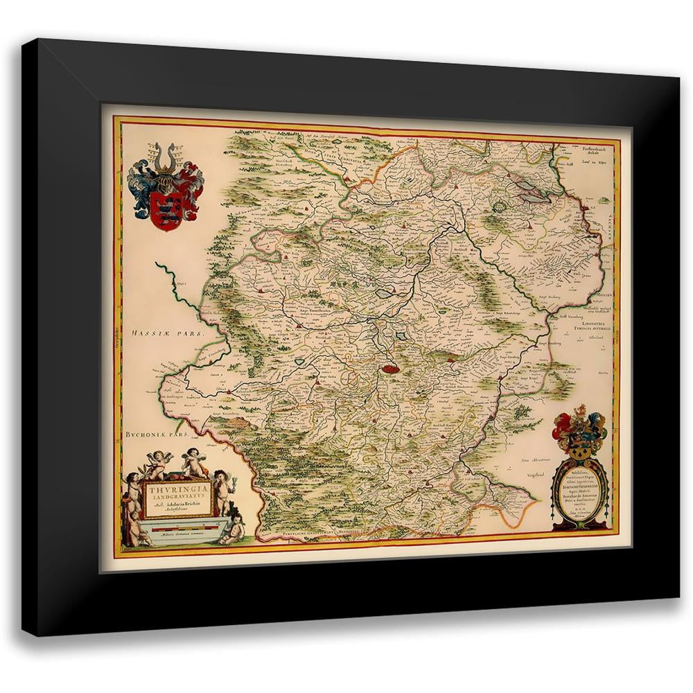 Blaeu 18x15 Black Modern Framed Museum Art Print Titled - Thuringia ...