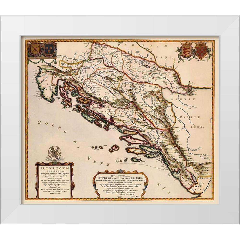 Blaeu 30x26 White Modern Wood Framed Museum Art Print Titled - Balkan ...