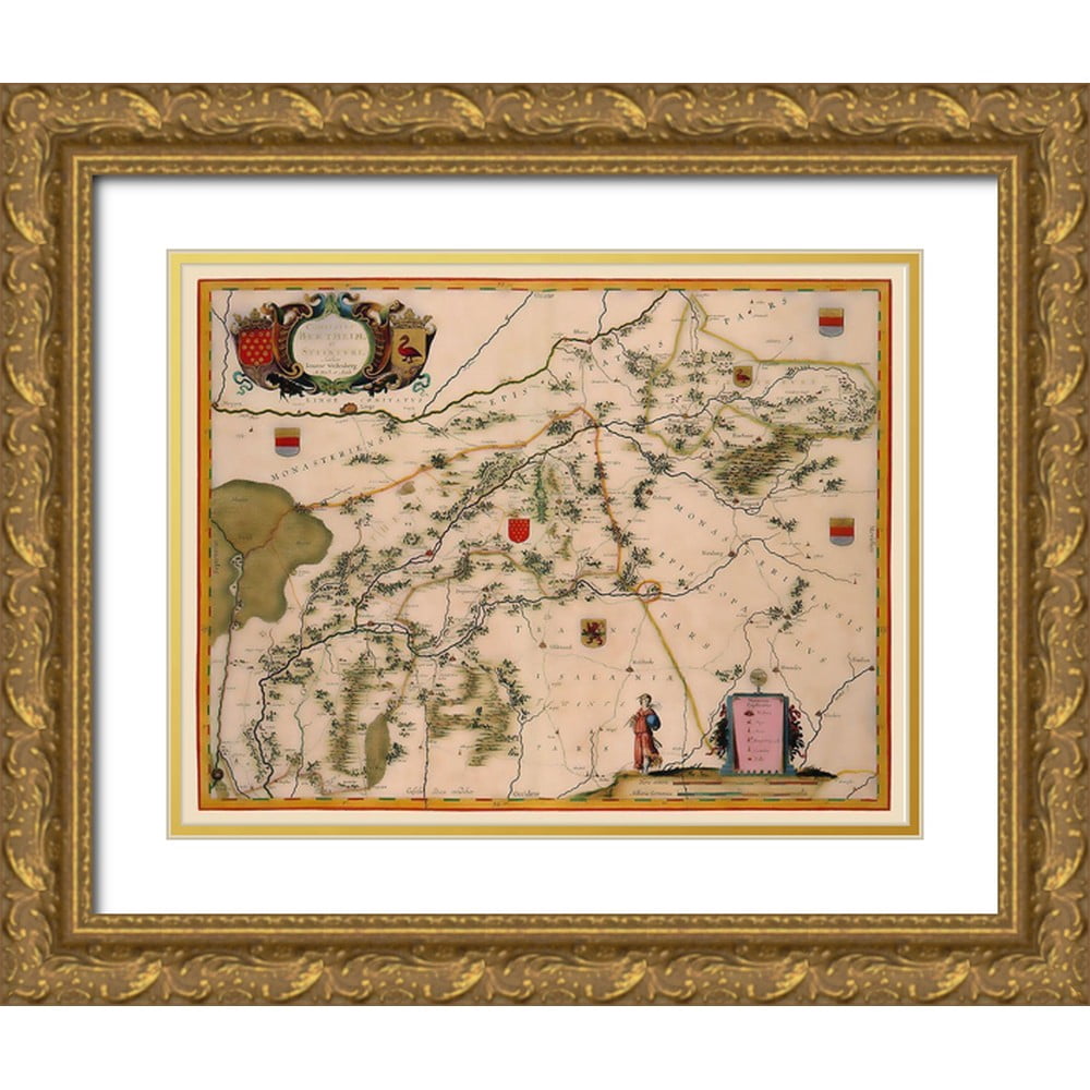Blaeu 32x26 Gold Ornate Wood Framed with Double Matting Museum Art ...
