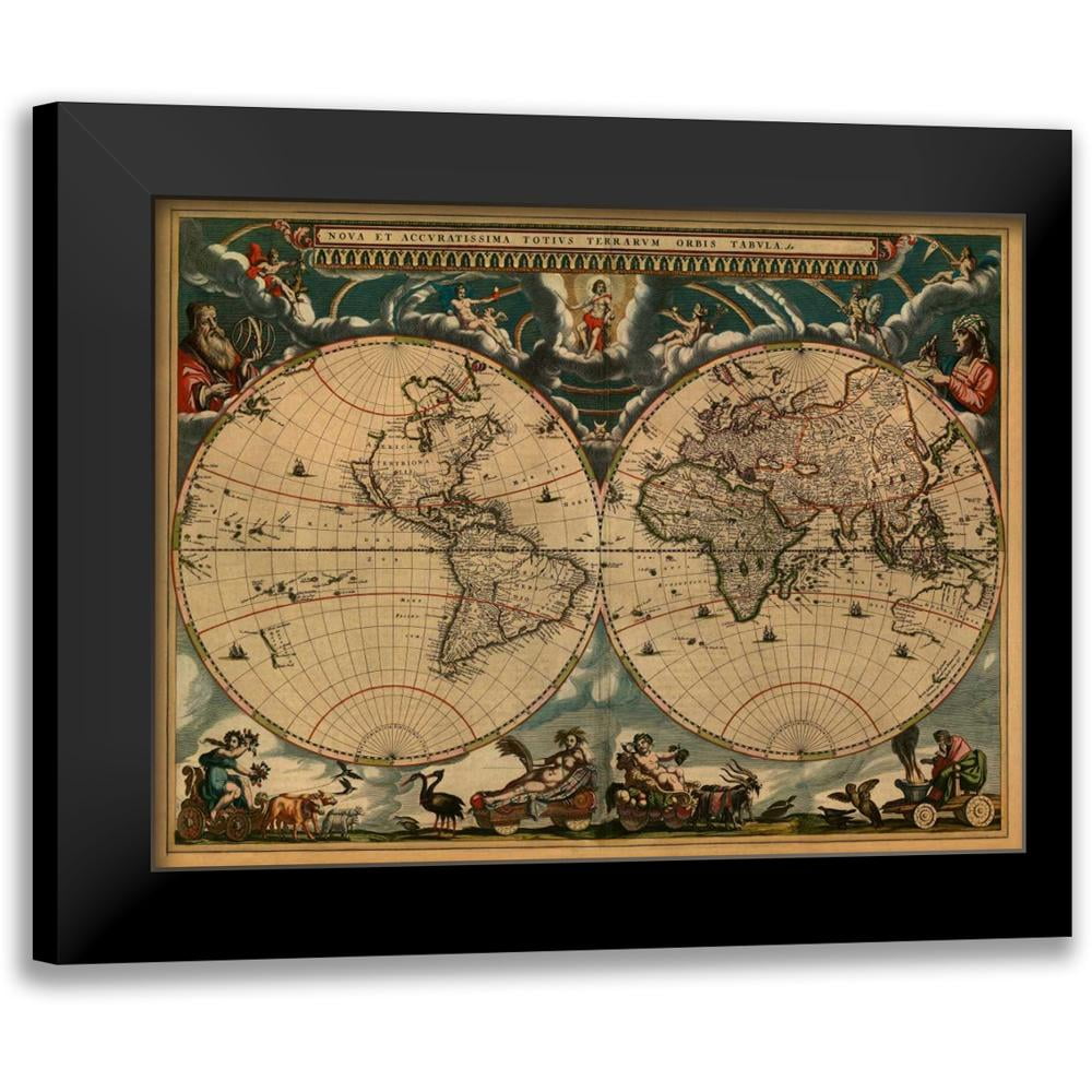 Blaeu, Johannes 24x19 Black Modern Framed Museum Art Print Titled - New and Accurate Map of the ...