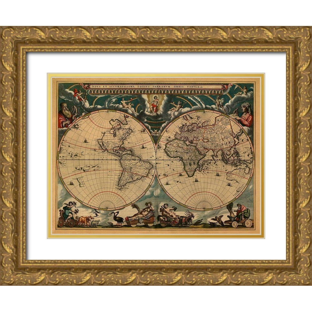 Blaeu, Johannes 24x19 Gold Ornate Wood Framed with Double Matting Museum Art Print Titled - New ...