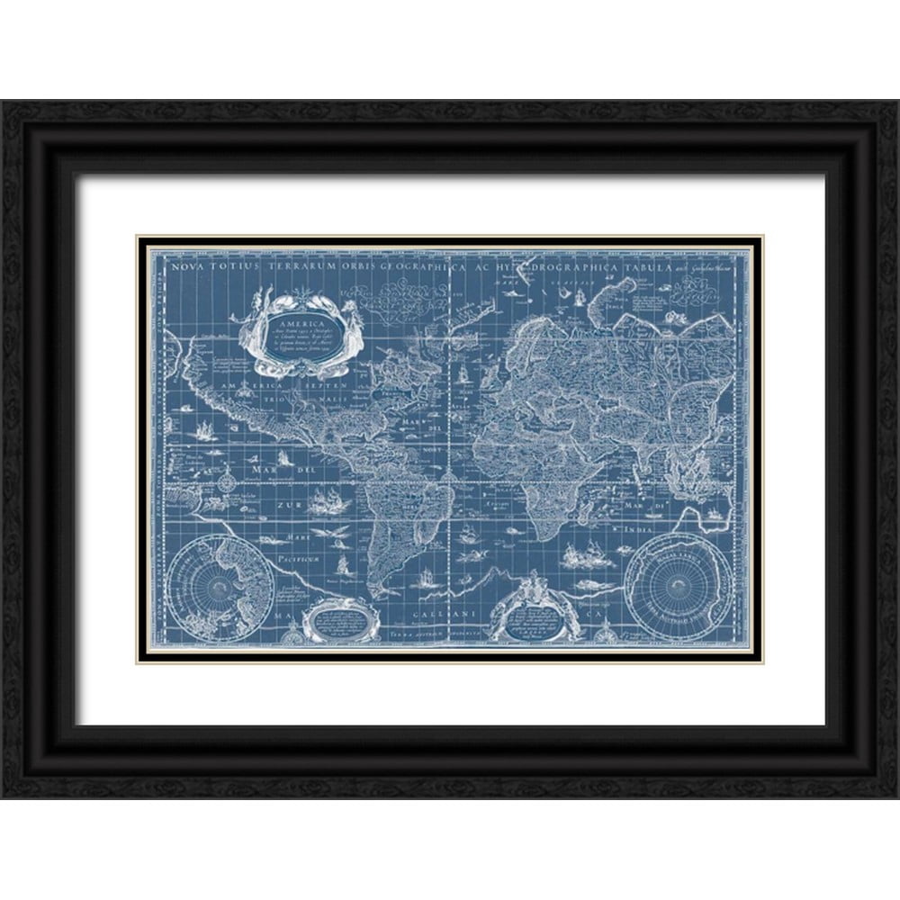 Blaeu, Willem 14x11 Black Ornate Wood Framed with Double Matting Museum ...