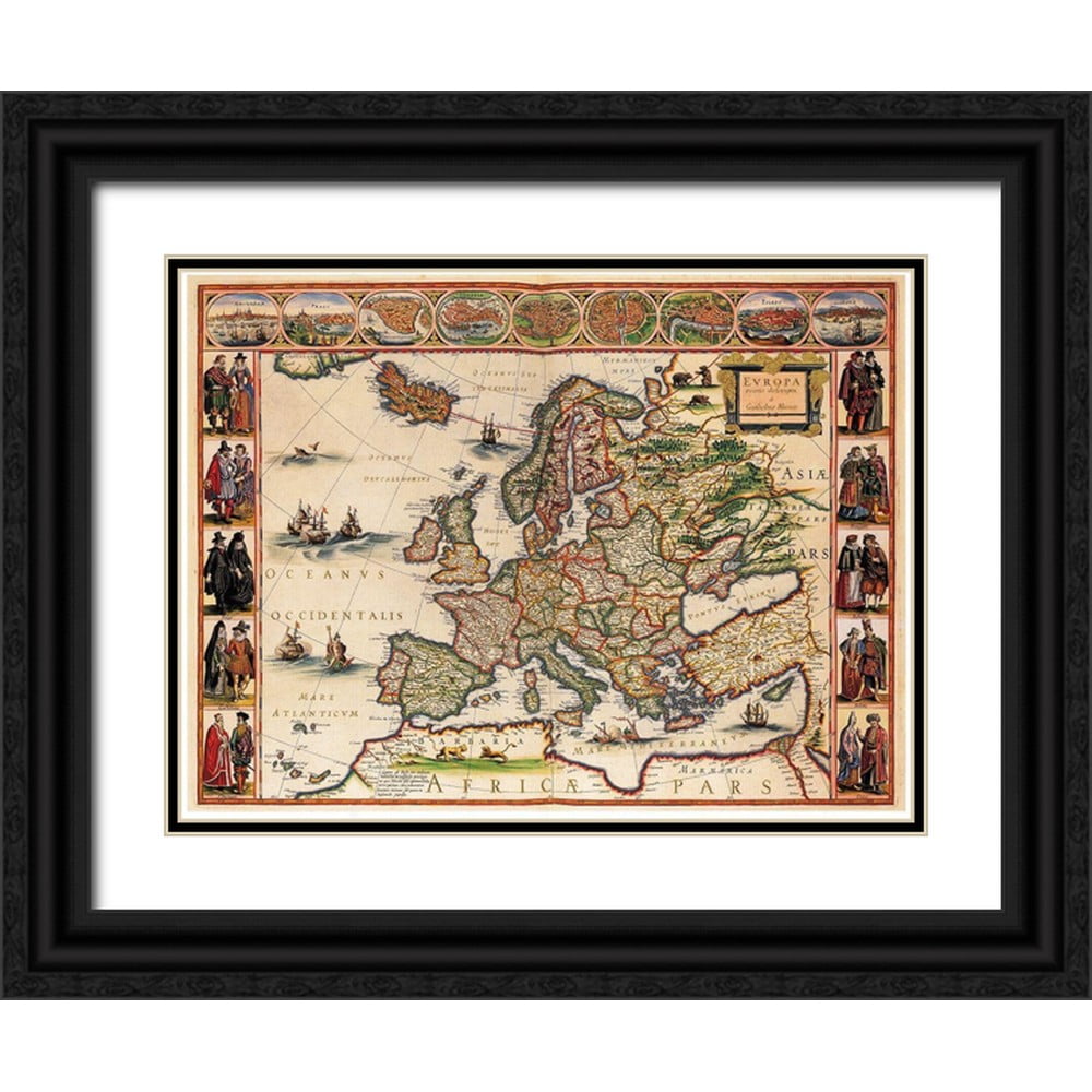 Blaeuw 14x12 Black Ornate Wood Framed with Double Matting Museum Art ...