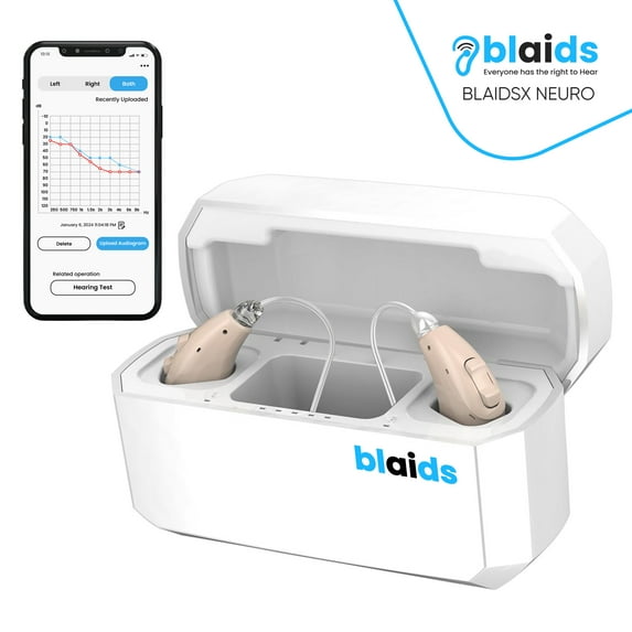 BlaidsX Neuro Rechargeable Hearing Aids, Bluetooth App, Dual Mic, 48 ...